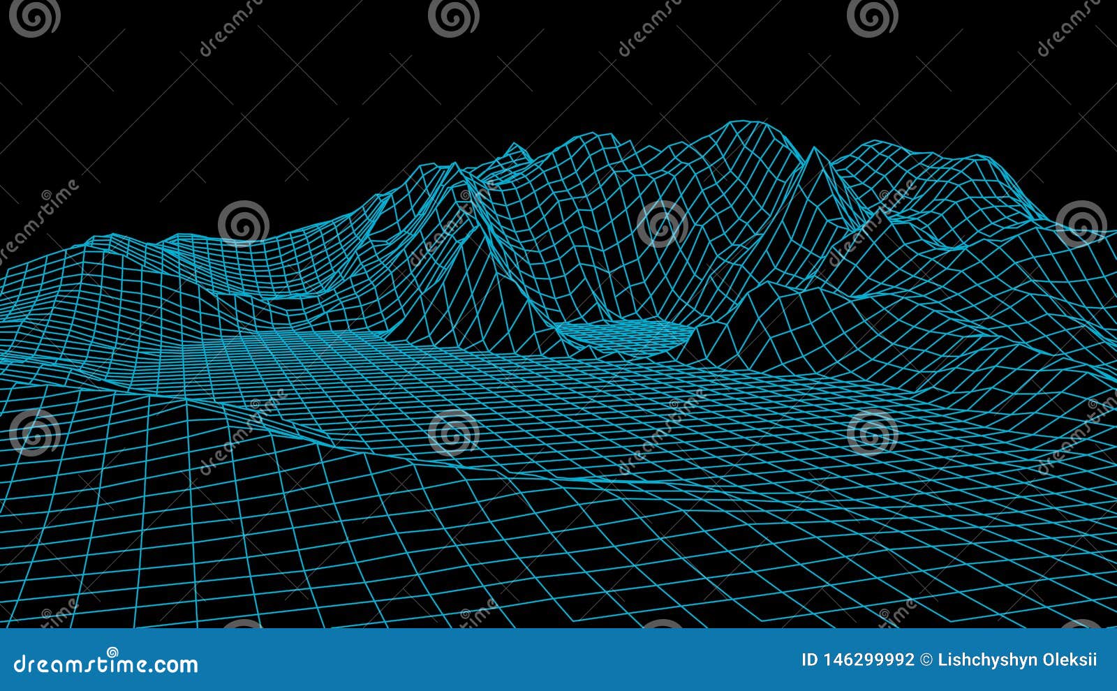 Wireframe Landscape Wire. Wireframe Terrain Lines Landscape Design. 3d ...