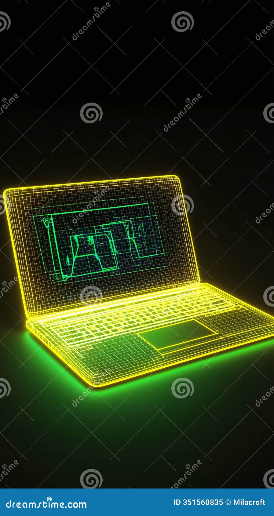 Wireframe Laptop Showing Futuristic Technology and Innovation Stock ...