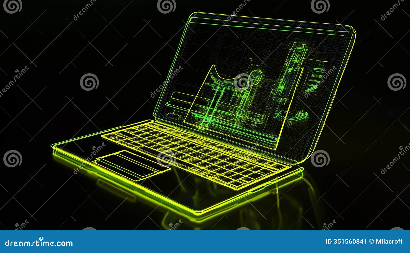Wireframe Laptop Showing Futuristic Technology and Innovation Stock ...