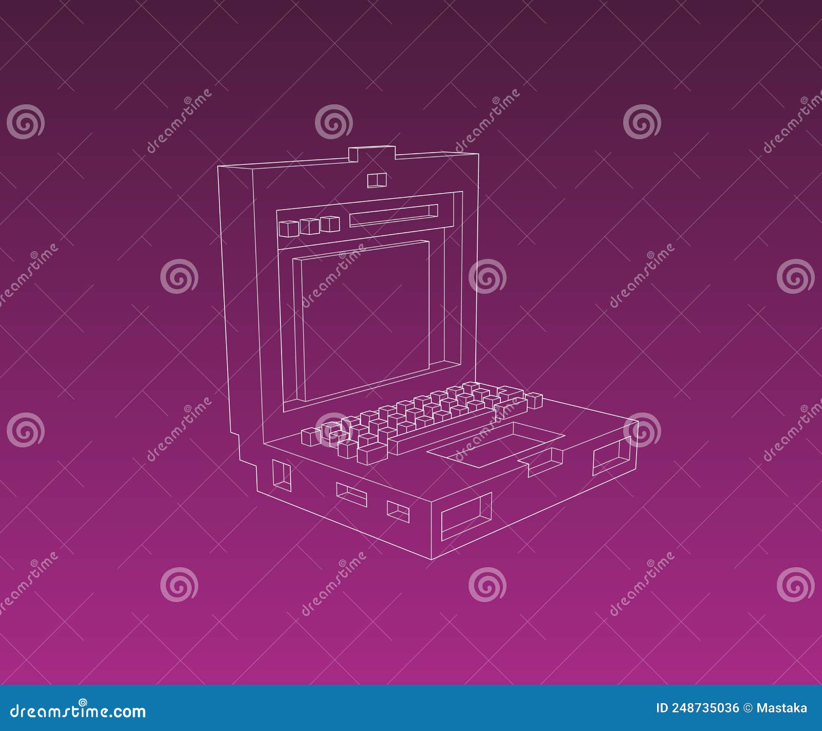 Old School Wireframe Laptop Illustration Stock Vector - Illustration of ...