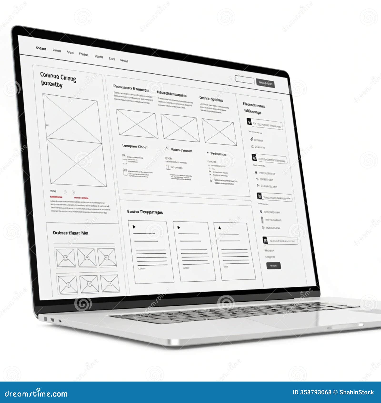 Wireframe UI, UX And GUI Layout With Different Login Screens. Stock ...