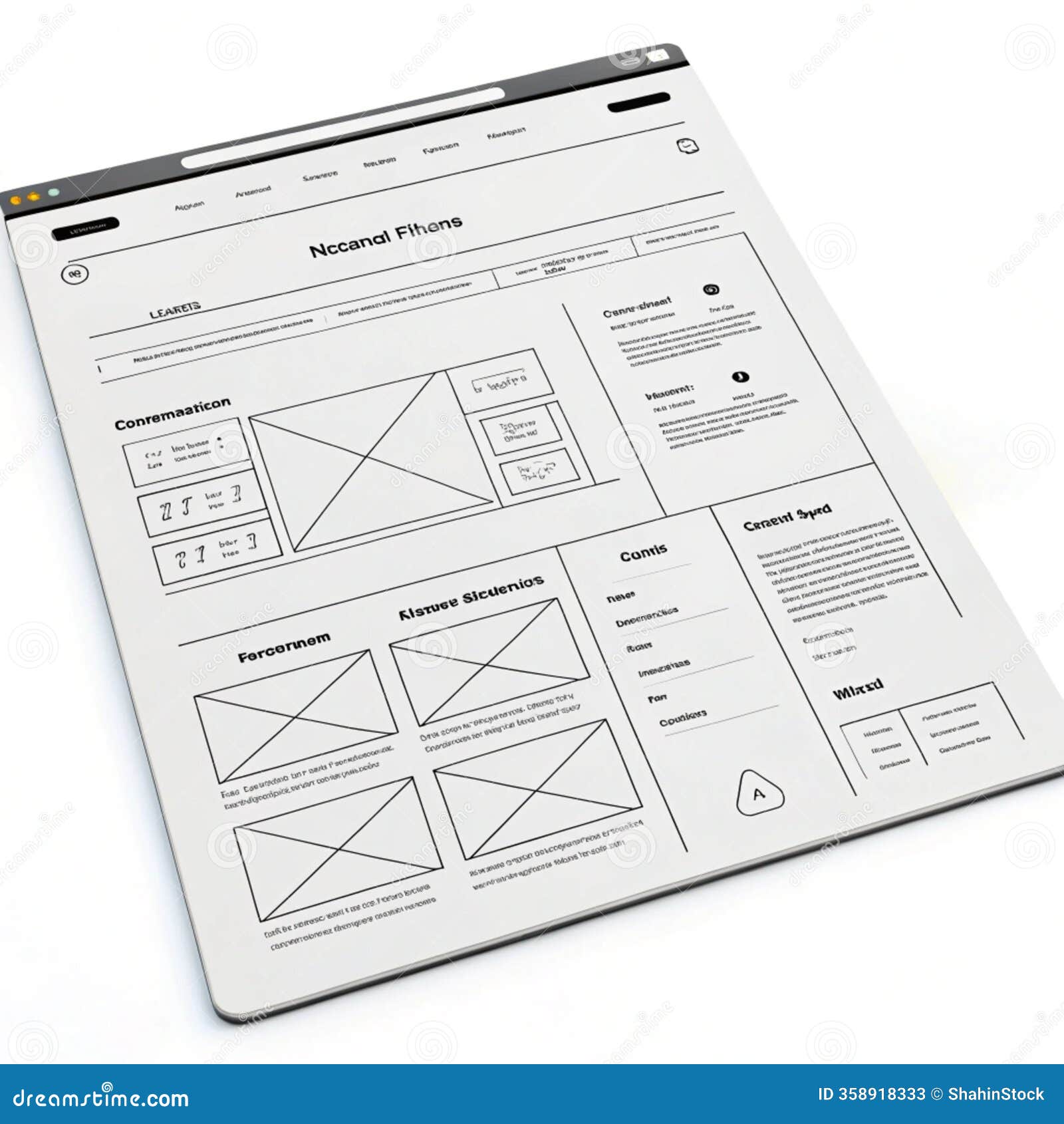 Wireframe UI, UX And GUI Layout With Different Login Screens. Stock ...