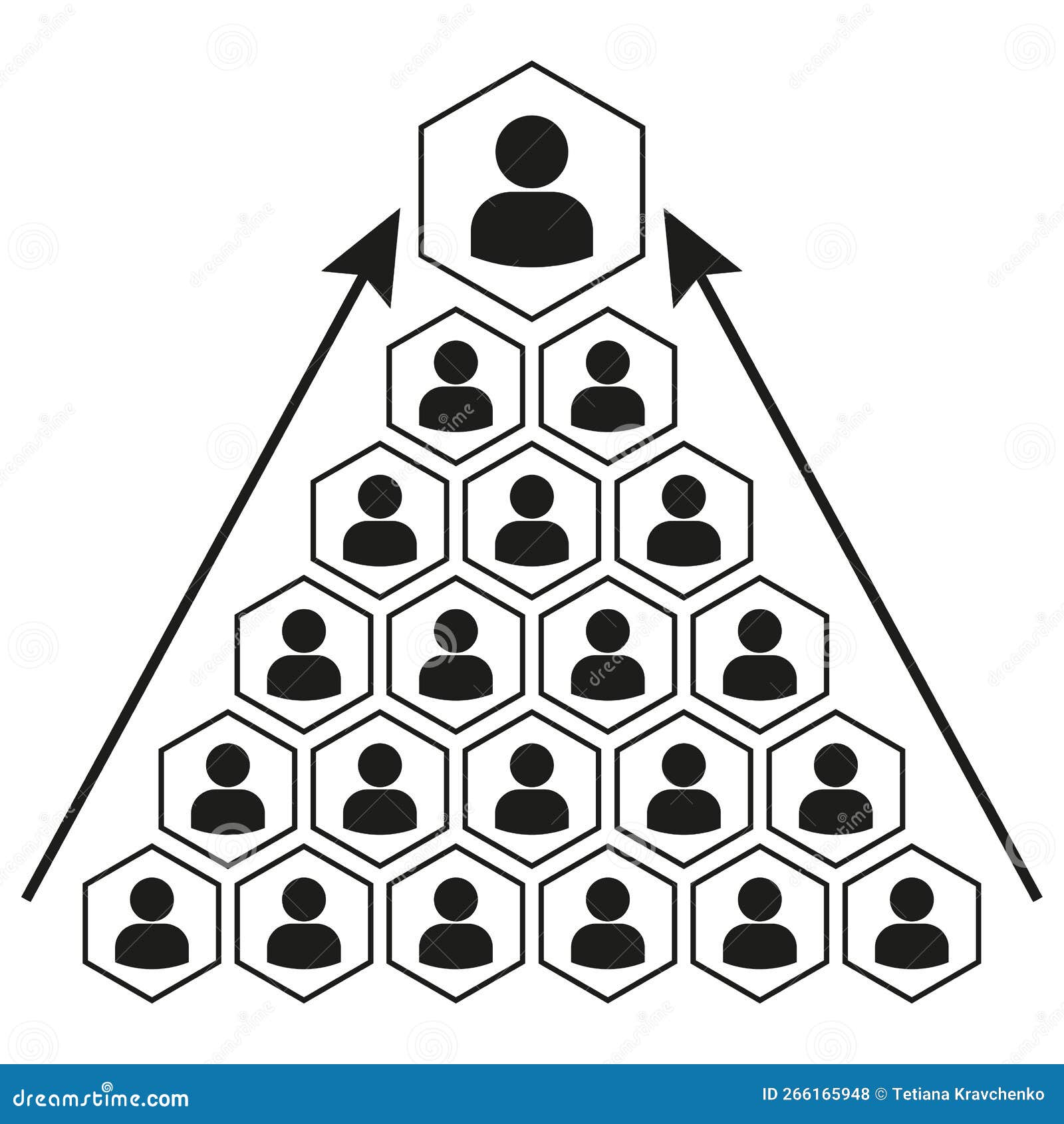 Wireframe with Levels of Management Pyramid. Team Concept. Vector ...