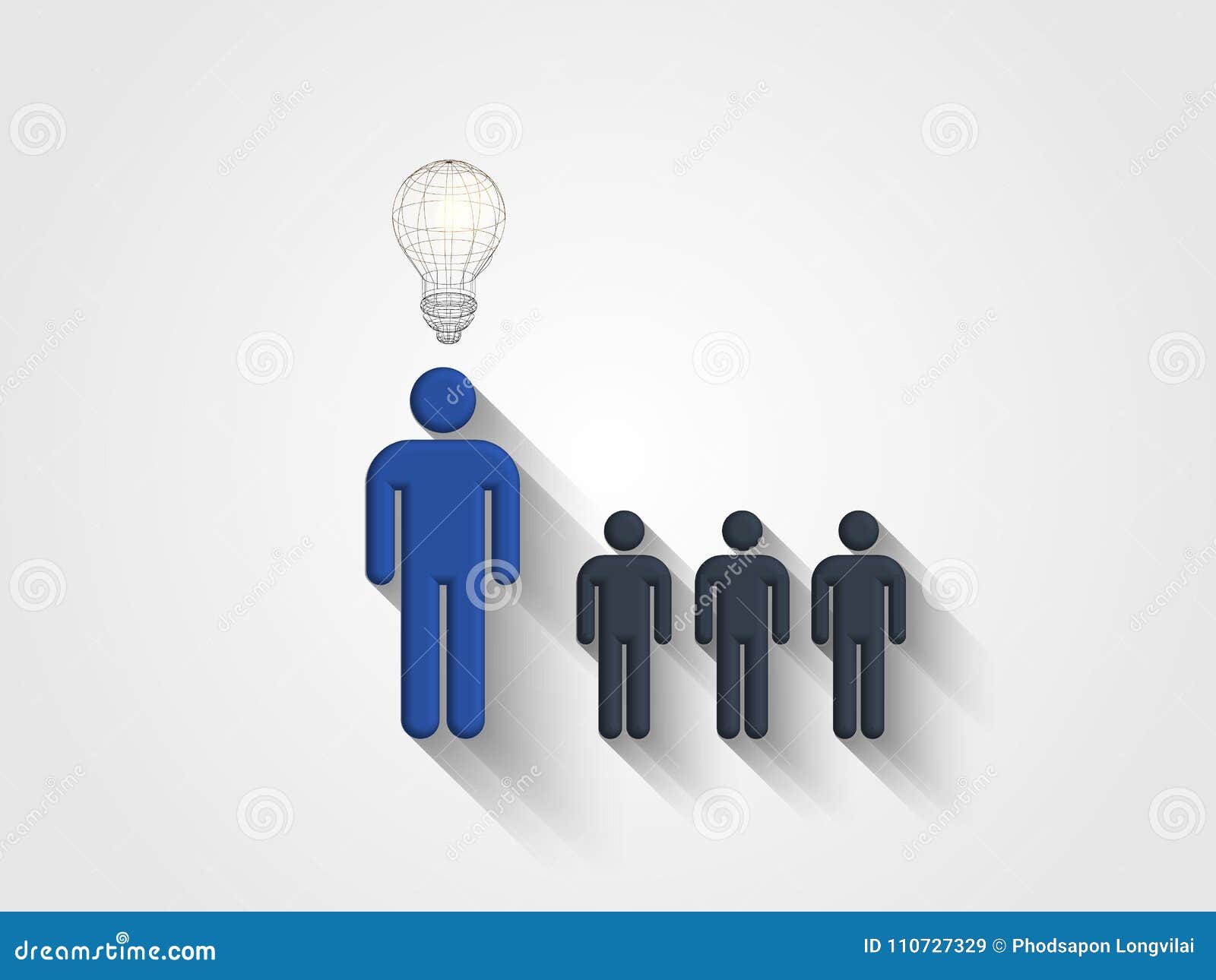 Wireframe Lightbulb Above Human Head Model Represents Concept of ...