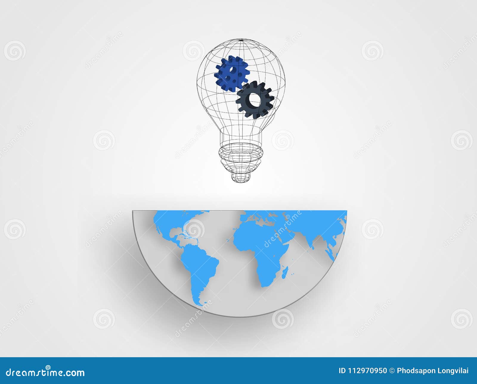 Wireframe Lightbulb On Grid Represent Technology Concept And Innovation ...