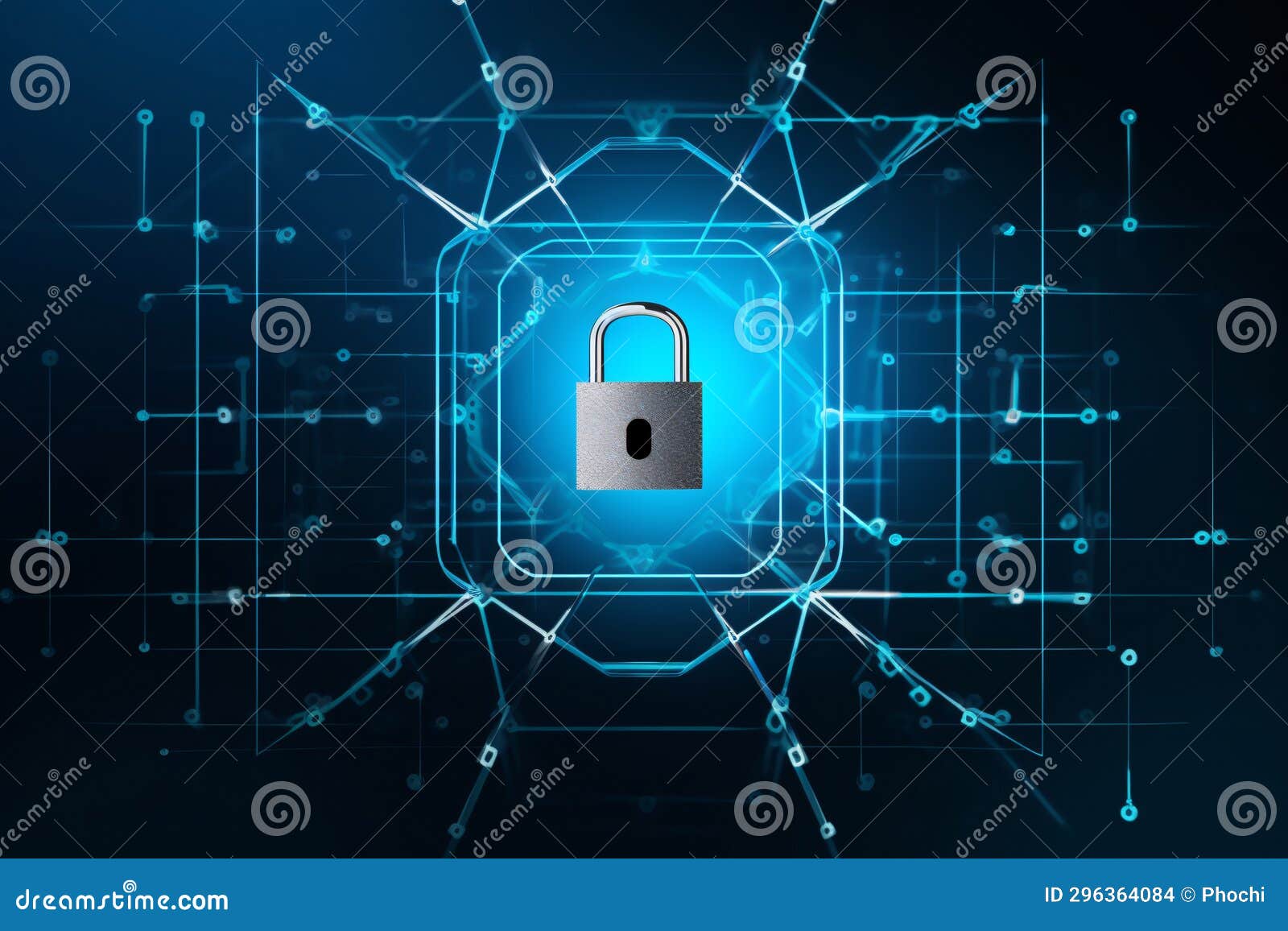 Wireframe Lock Symbol, Security Technology Concept Stock Illustration ...