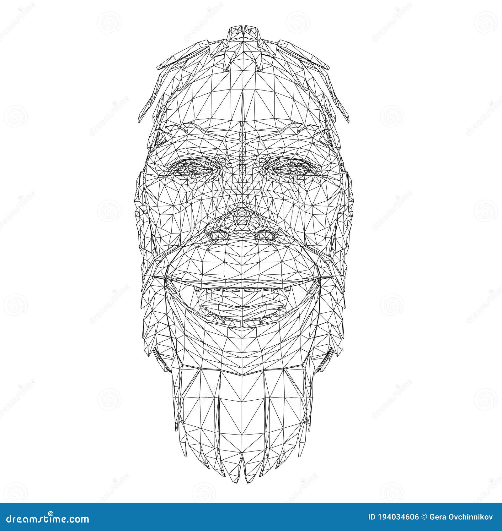 Wireframe Low Poly Head of a Neanderthal. Wireframe Head of a ...