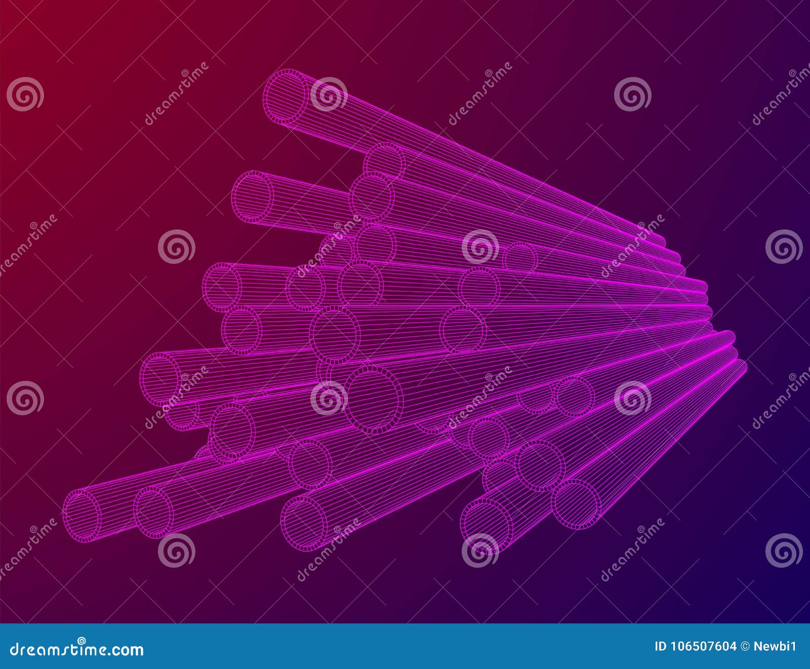 Wireframe Metallurgy Round Tubes Stock Vector - Illustration of metal ...