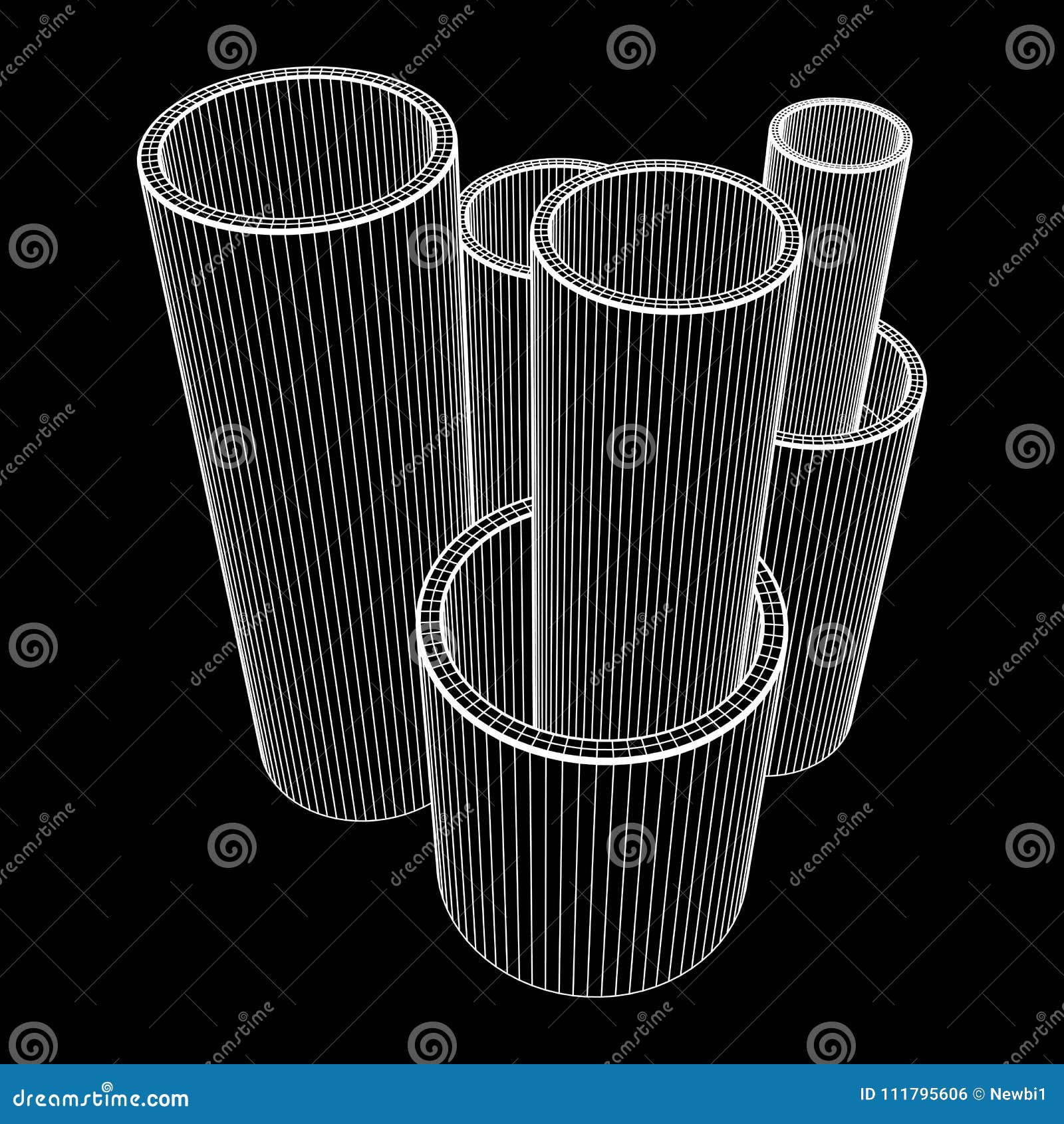 Wireframe Metallurgy Round Tubes Stock Vector - Illustration of ...