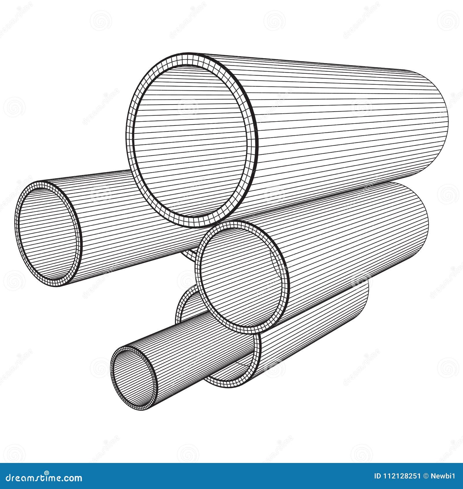 Wireframe Metallurgy Round Tubes Stock Vector - Illustration of ...
