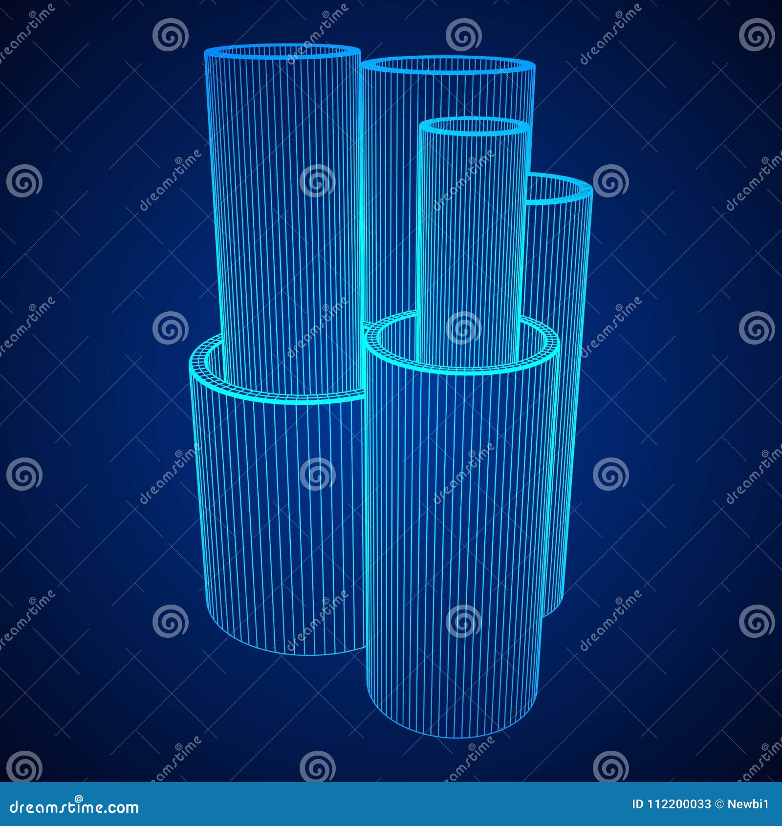 Wireframe Metallurgy Round Tubes Stock Vector - Illustration of ...