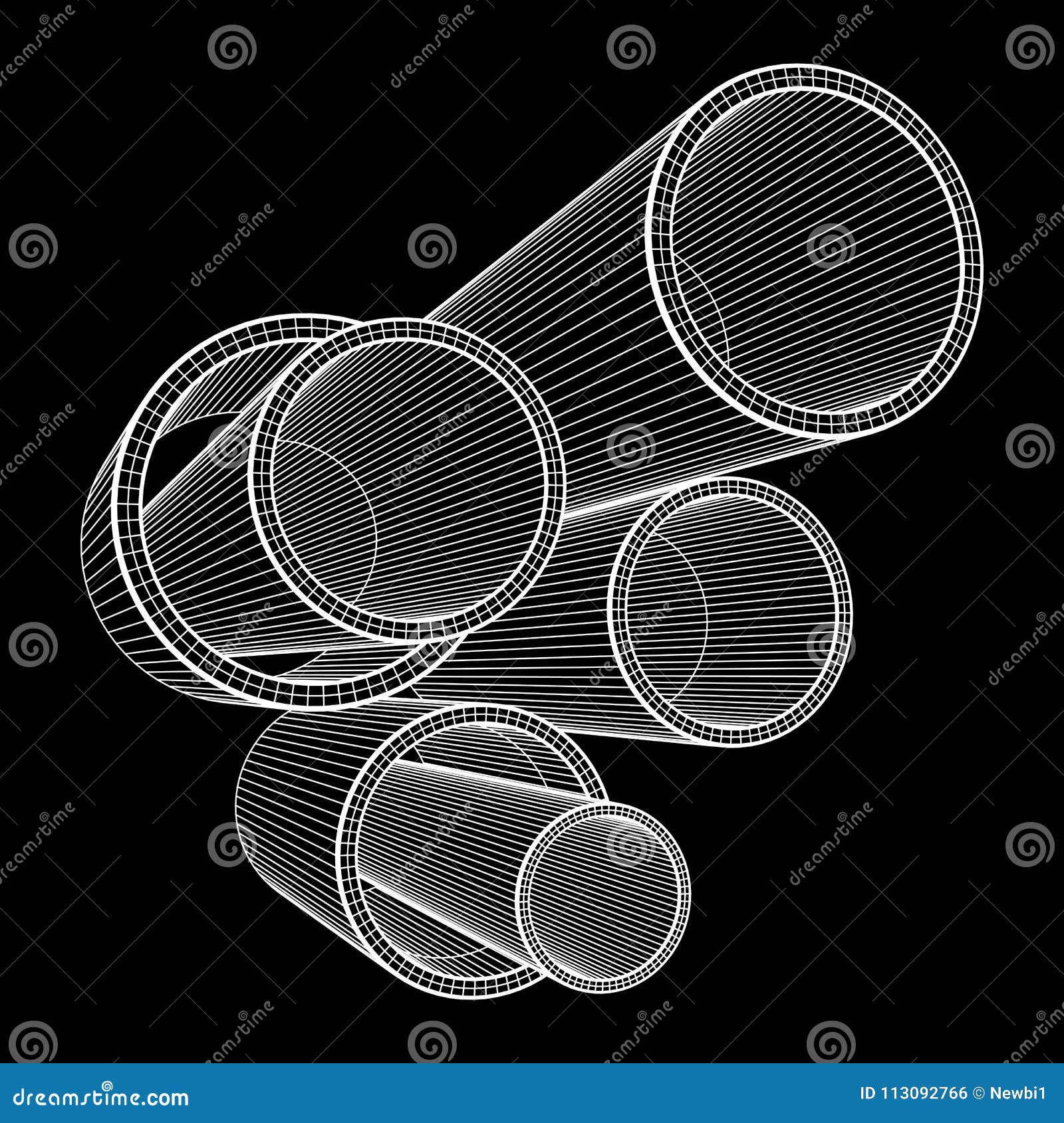 Wireframe Metallurgy Round Tubes Stock Vector - Illustration of ...