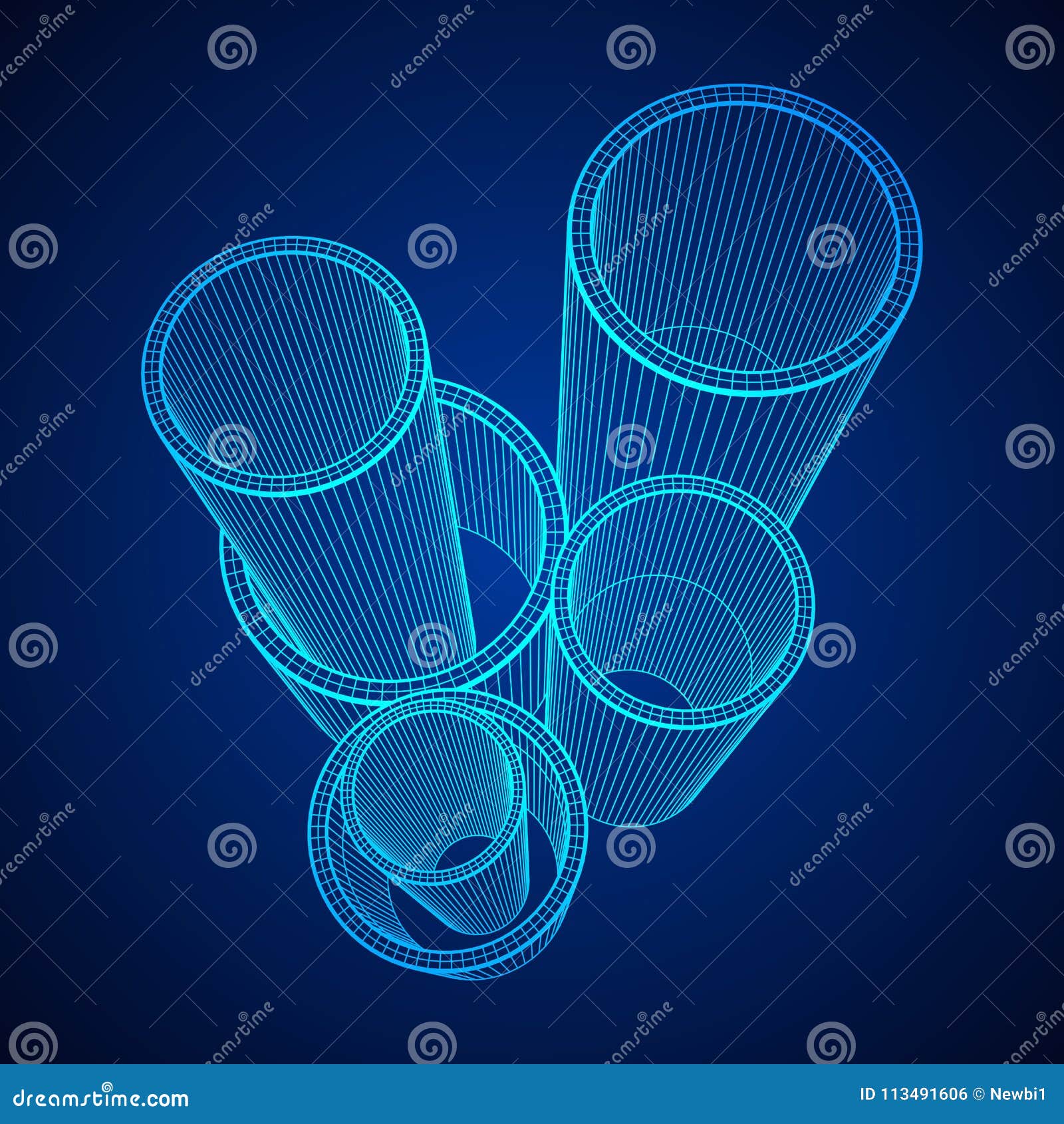 Wireframe Metallurgy Round Tubes Stock Vector - Illustration of ...