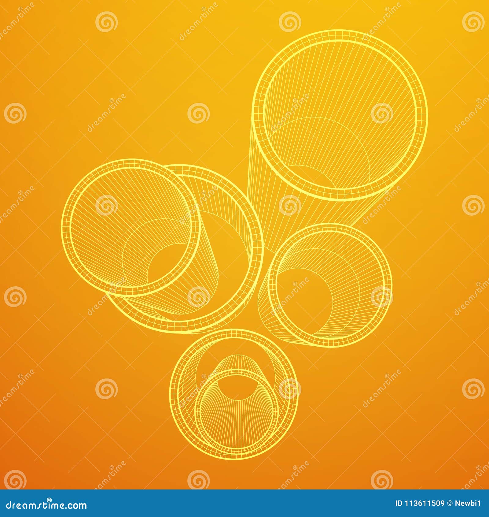 Wireframe Metallurgy Round Tubes Stock Vector - Illustration of ...