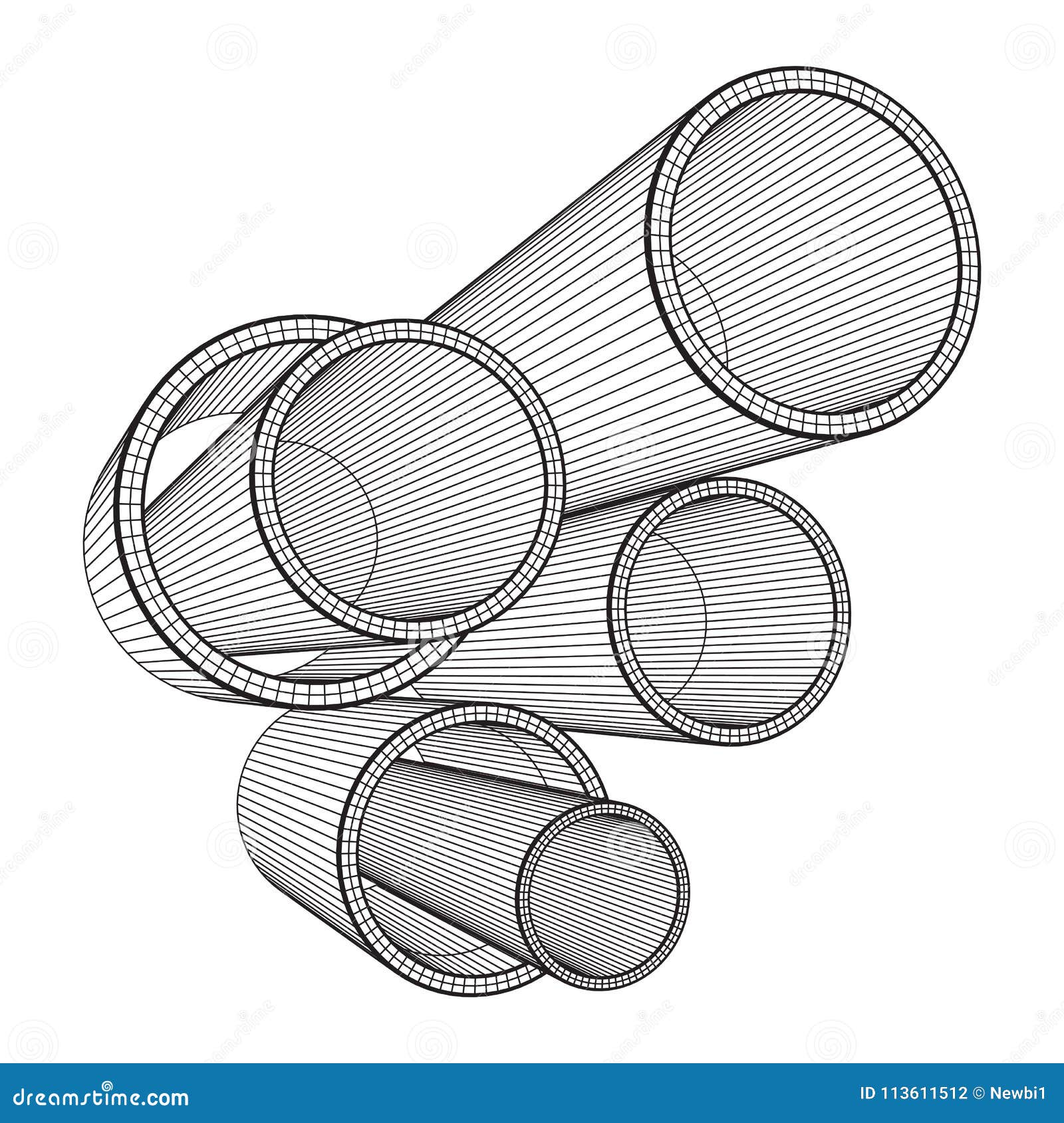 Wireframe Metallurgy Round Tubes Stock Vector - Illustration of ...