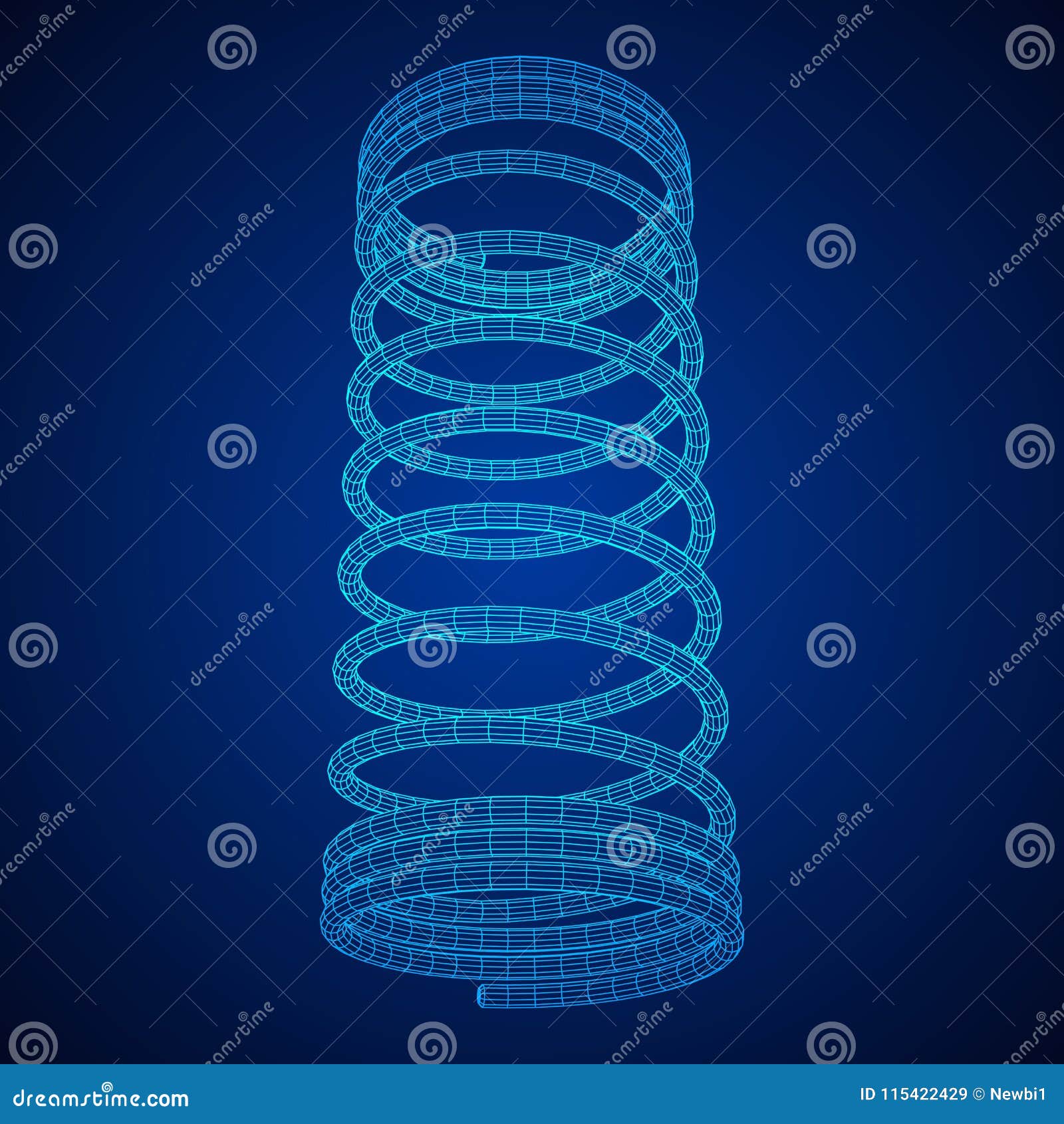 Wireframe helix spring stock vector. Illustration of elastic - 115422429
