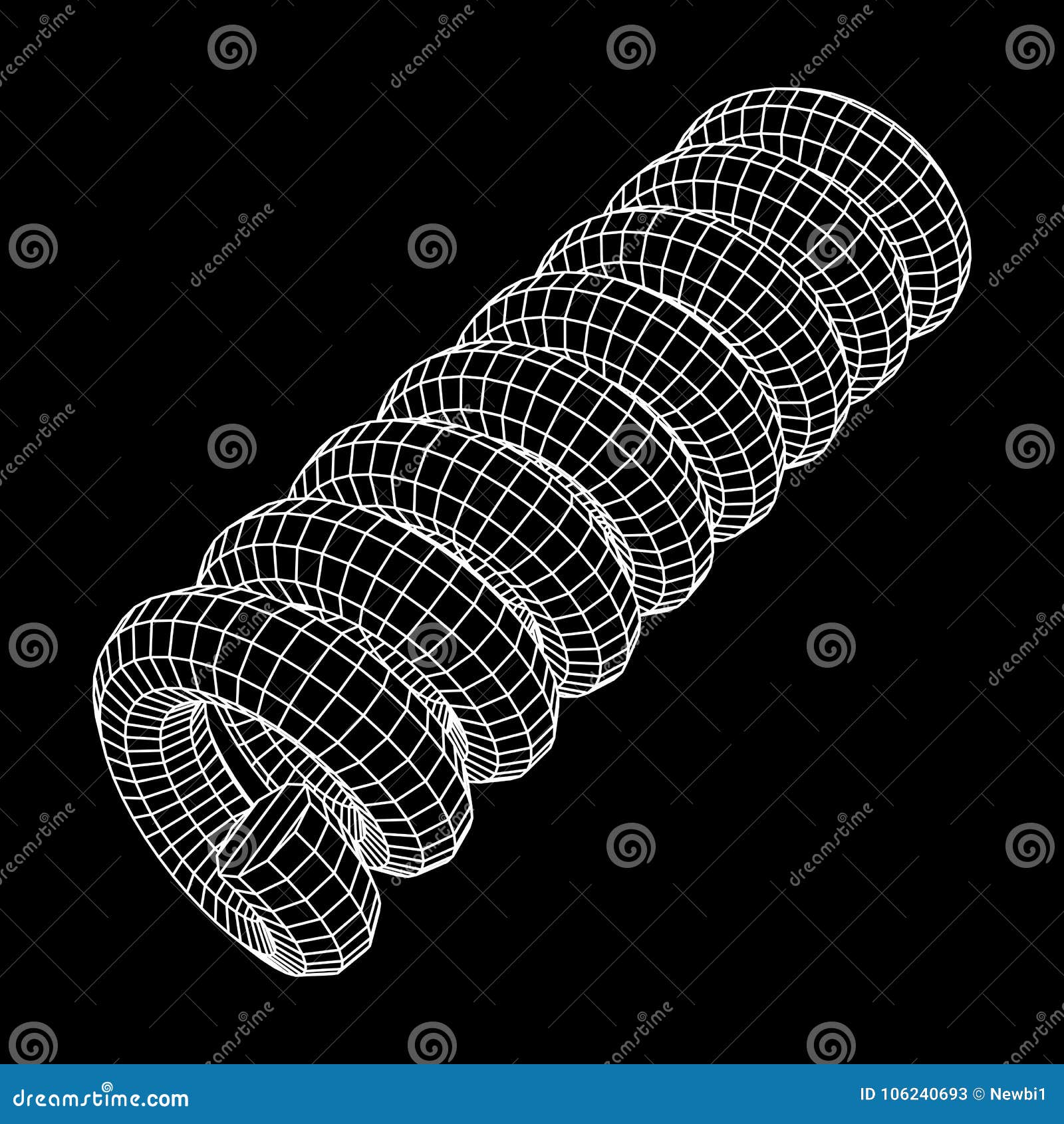 Wireframe helix spring stock vector. Illustration of physics - 106240693