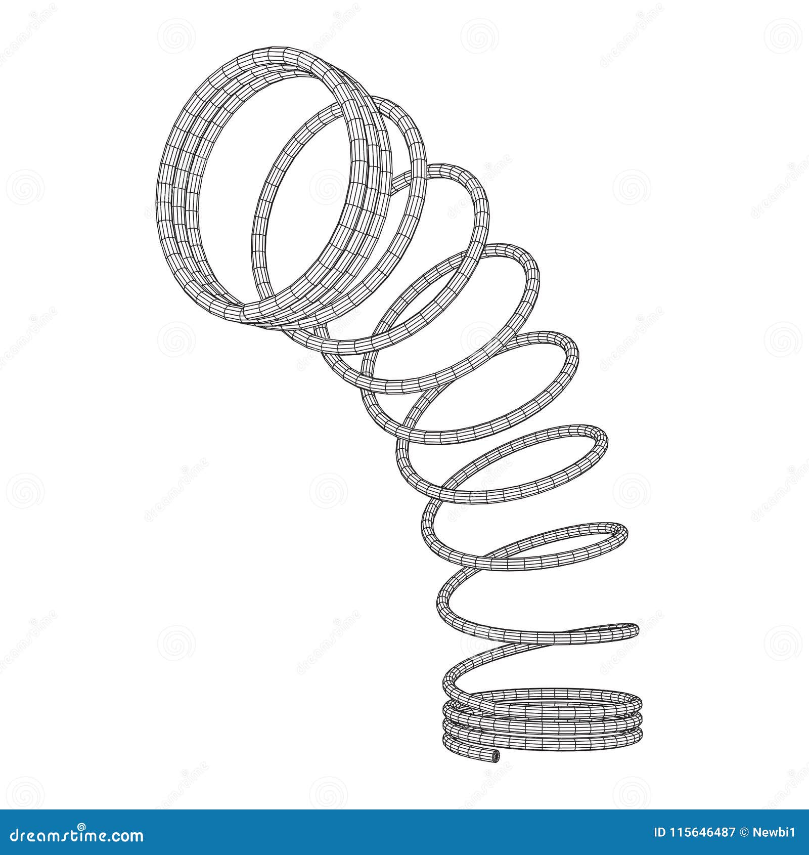Wireframe helix spring stock vector. Illustration of metallic - 115646487