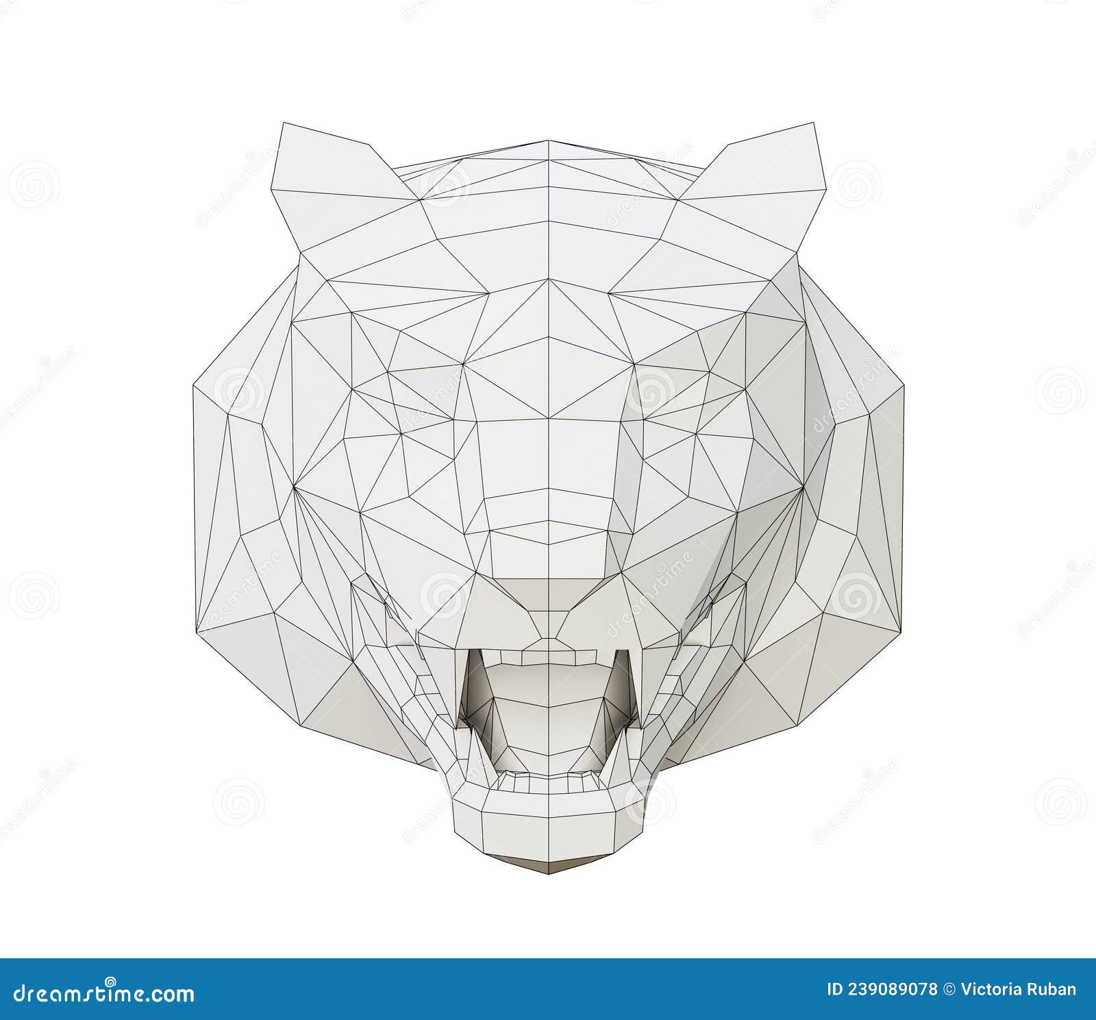Wireframe Low Poly Tiger Head in Full Face Stock Illustration ...