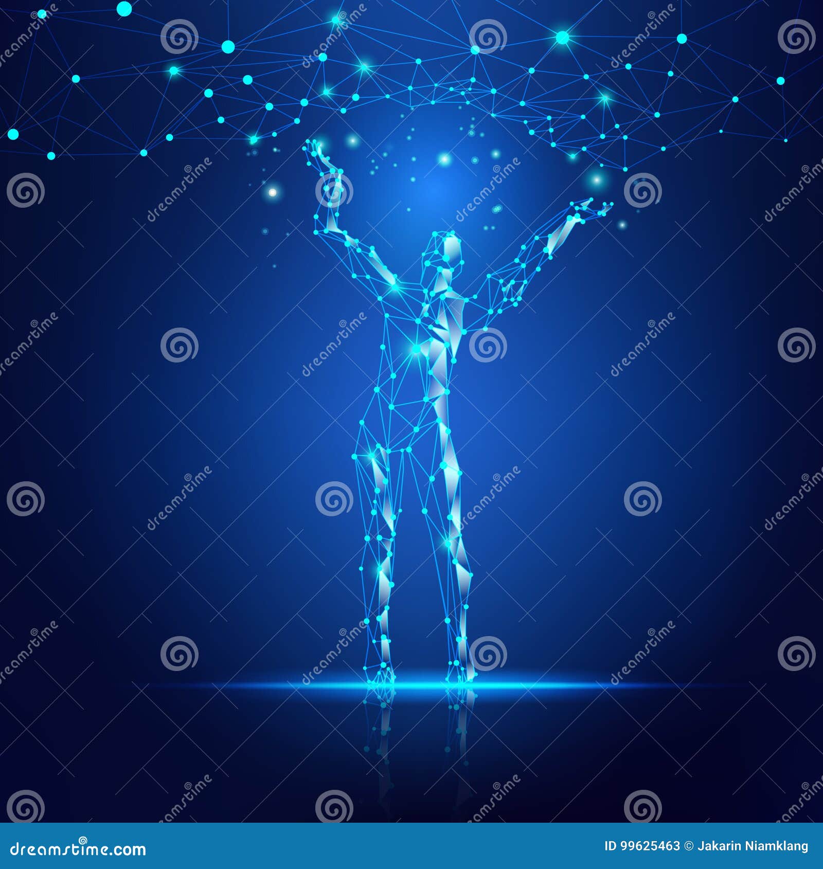 Wireframe Man stock vector. Illustration of reaching - 99625463