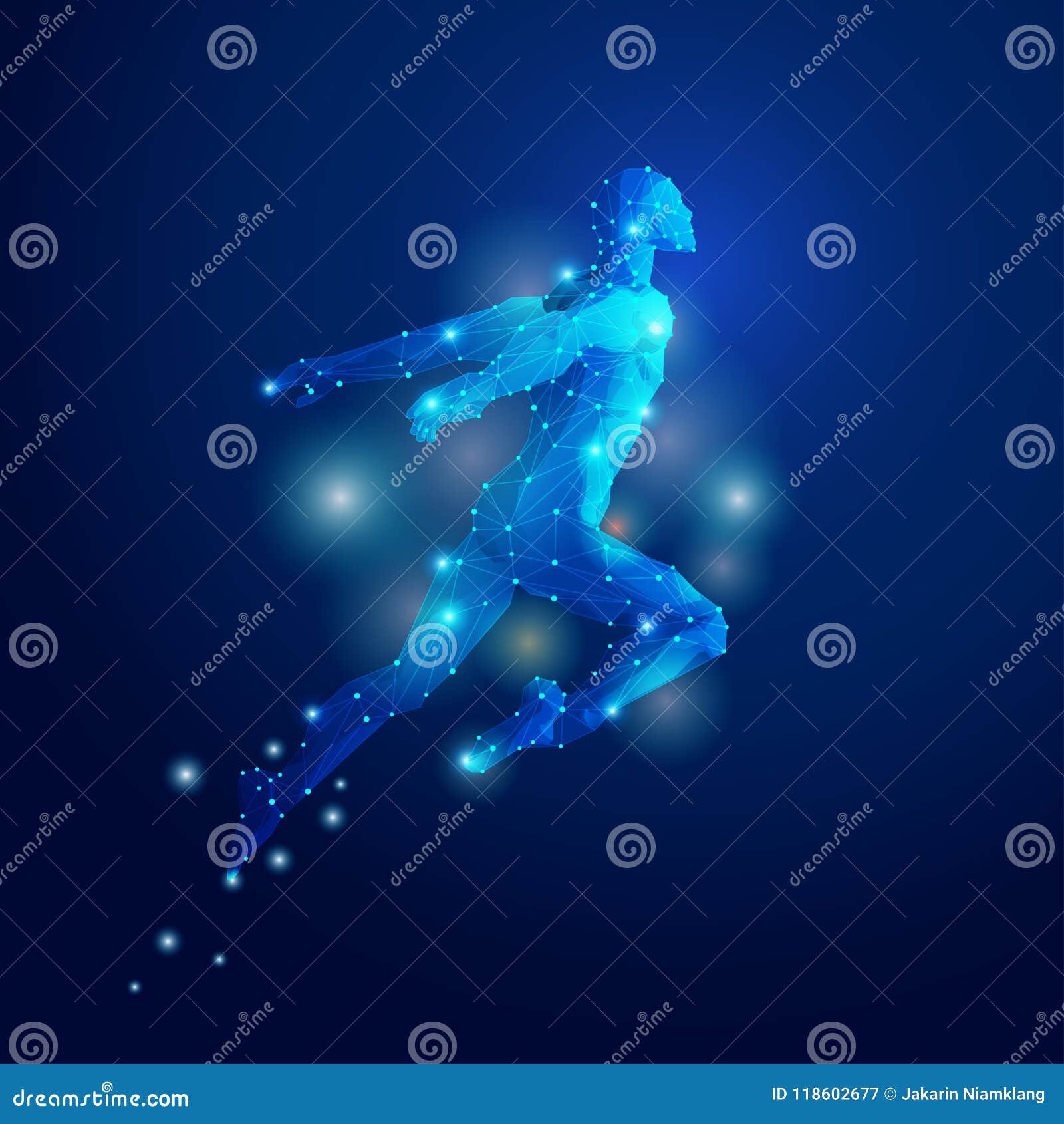 Wireframe man flying stock vector. Illustration of futuristic - 118602677