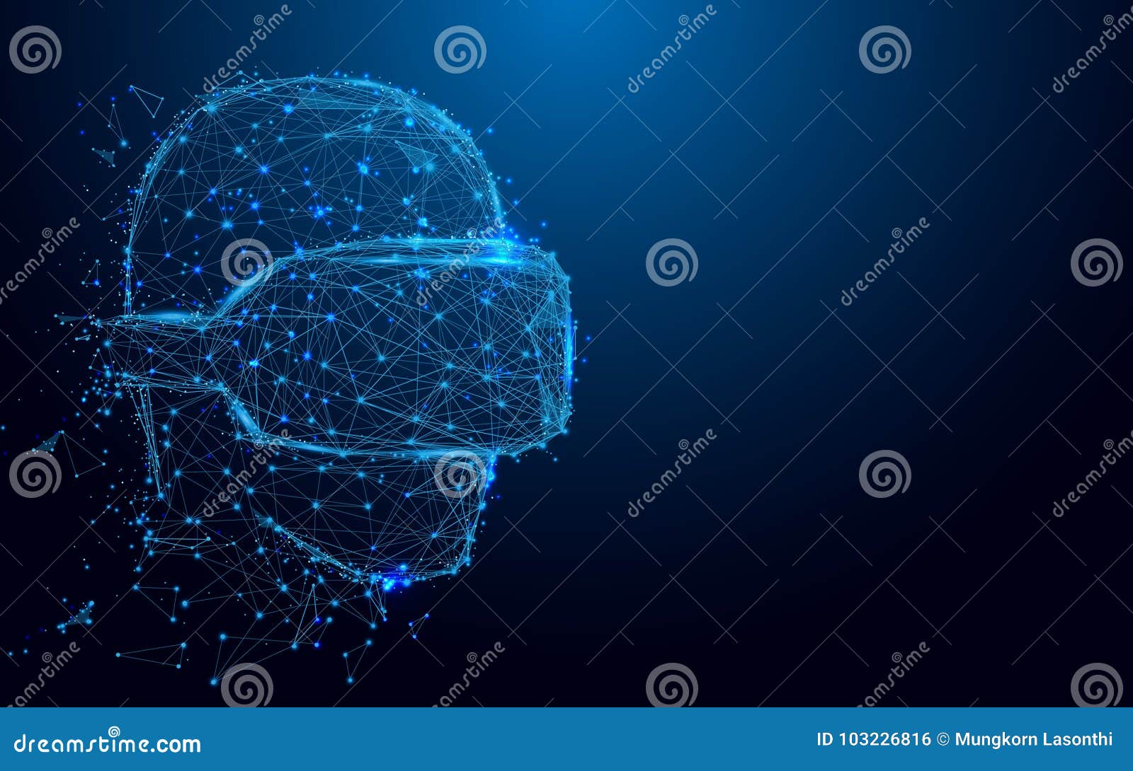 Wireframe Man with VR Headset Sign Mesh from a Starry and Start Up ...