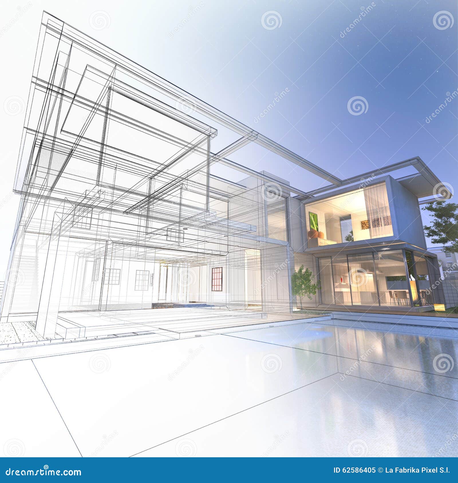 Wireframe mansion stock illustration. Illustration of material - 62586405