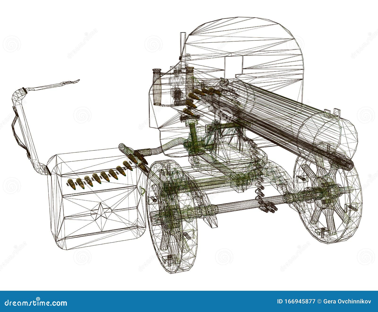 Wireframe of the Maxim Machine Gun. Machine Gun Isolated on a White ...
