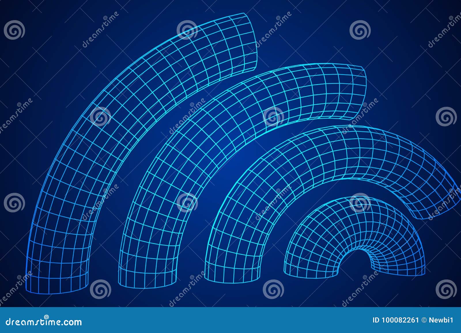 Wireframe Mesh Bend Column stock vector. Illustration of parallelepiped ...