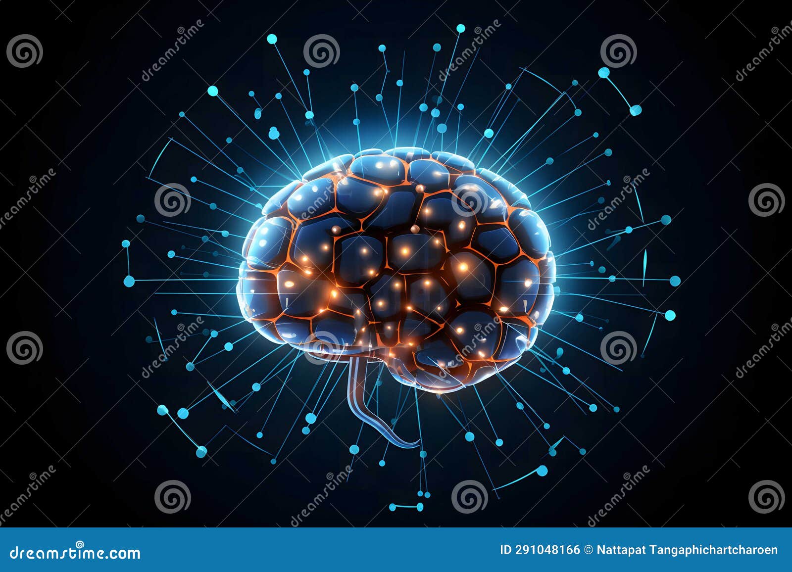 Wireframe Mesh Brain Scan Technology Electric Technology Concept ...