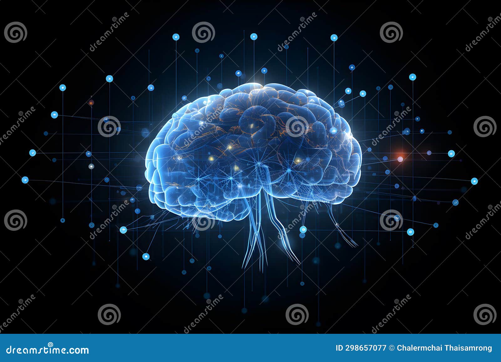 Wireframe Mesh of Brain Scan Technology Electric Technology by ...