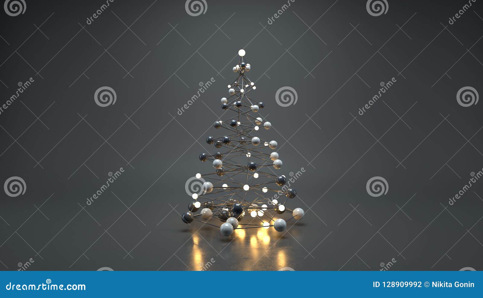Wireframe Mesh of Christmas Tree 3D Render Stock Illustration ...