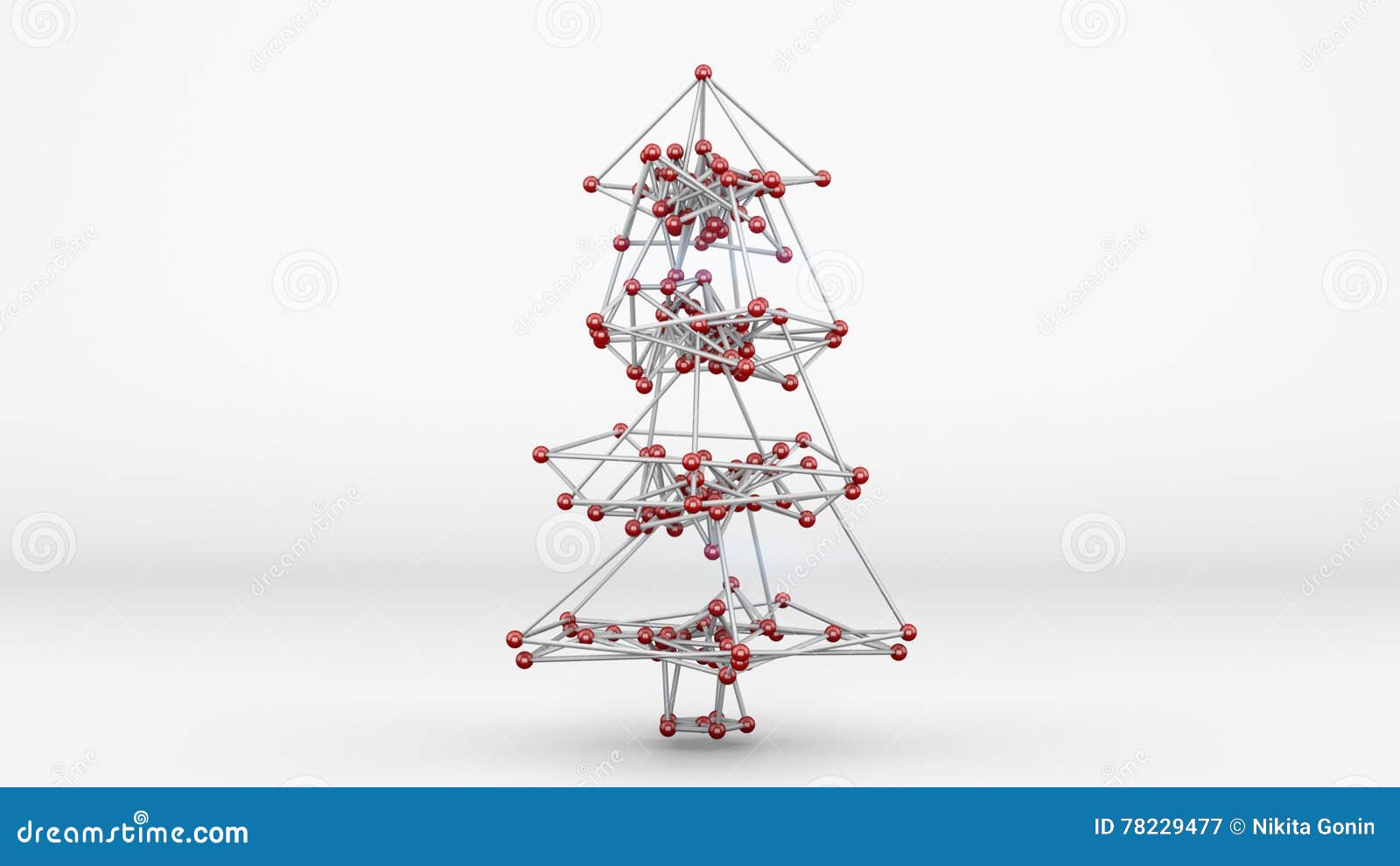 Wireframe Mesh of Christmas Tree 3D Render Stock Illustration ...