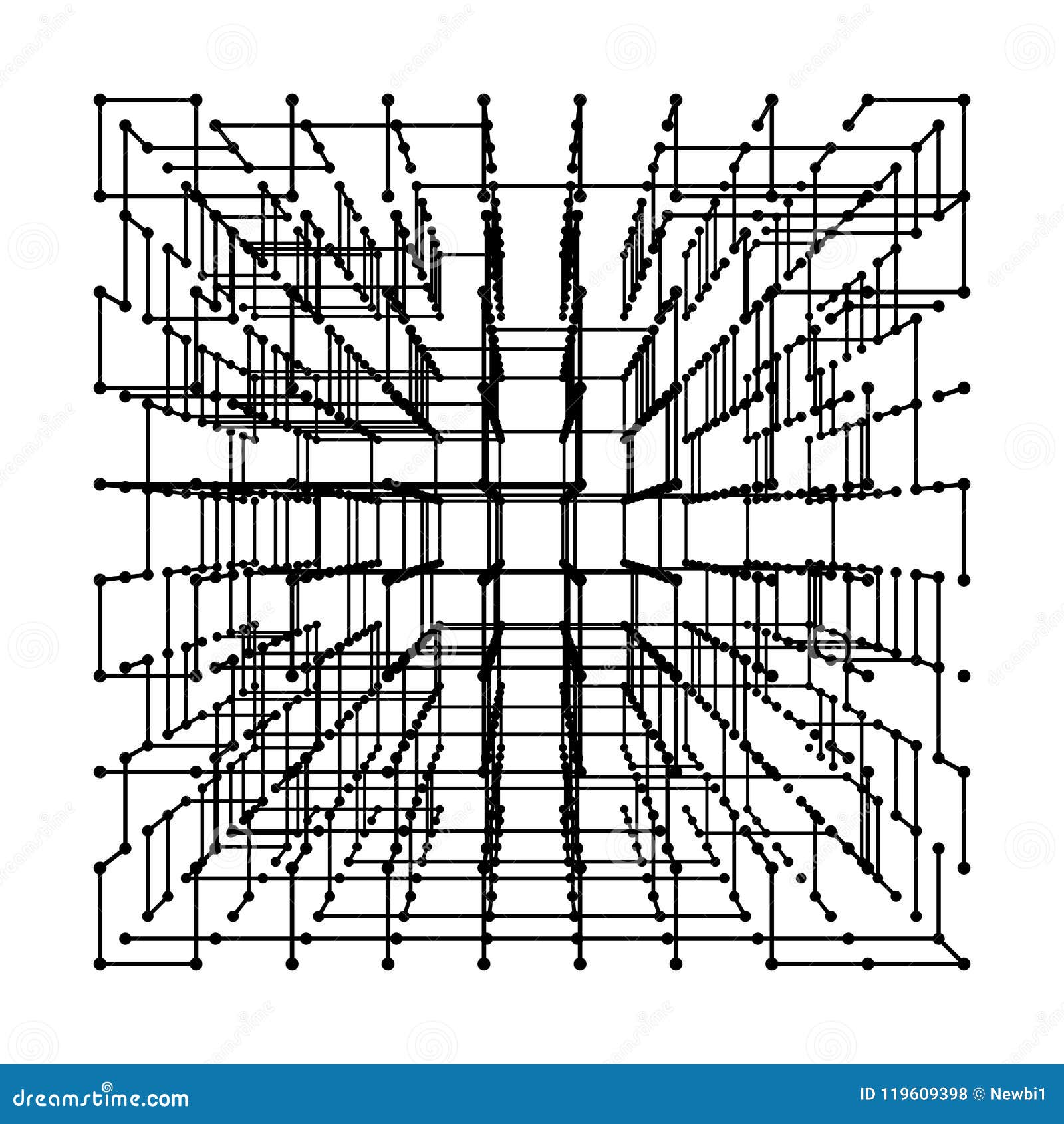 Wireframe Mesh Cube ilustración del vector. Ilustración de alineado ...