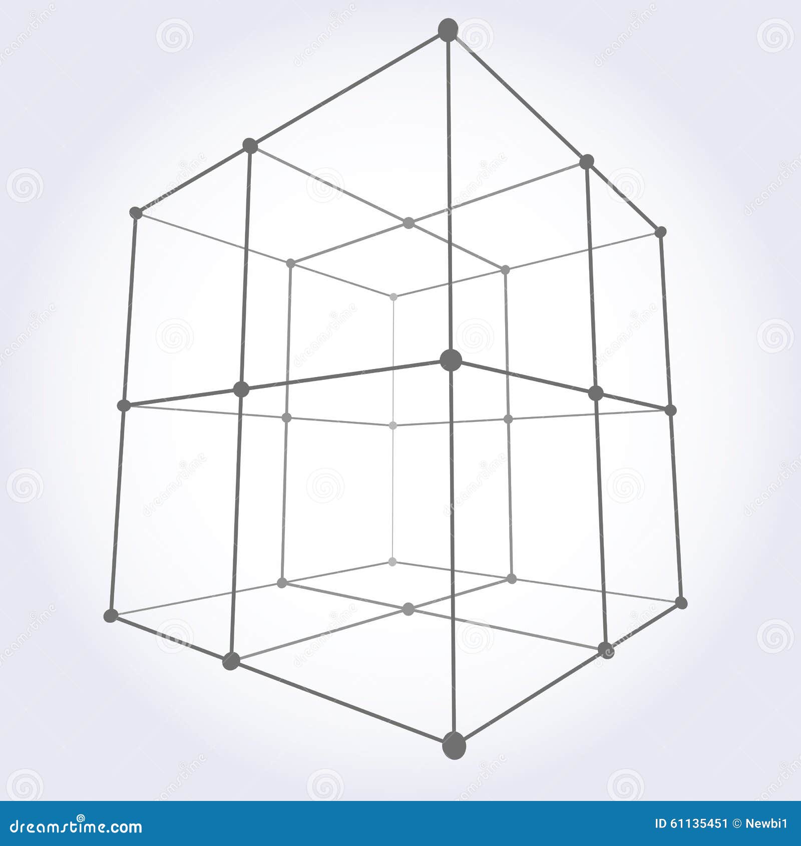 Wireframe Mesh Cube illustration de vecteur. Illustration du ...