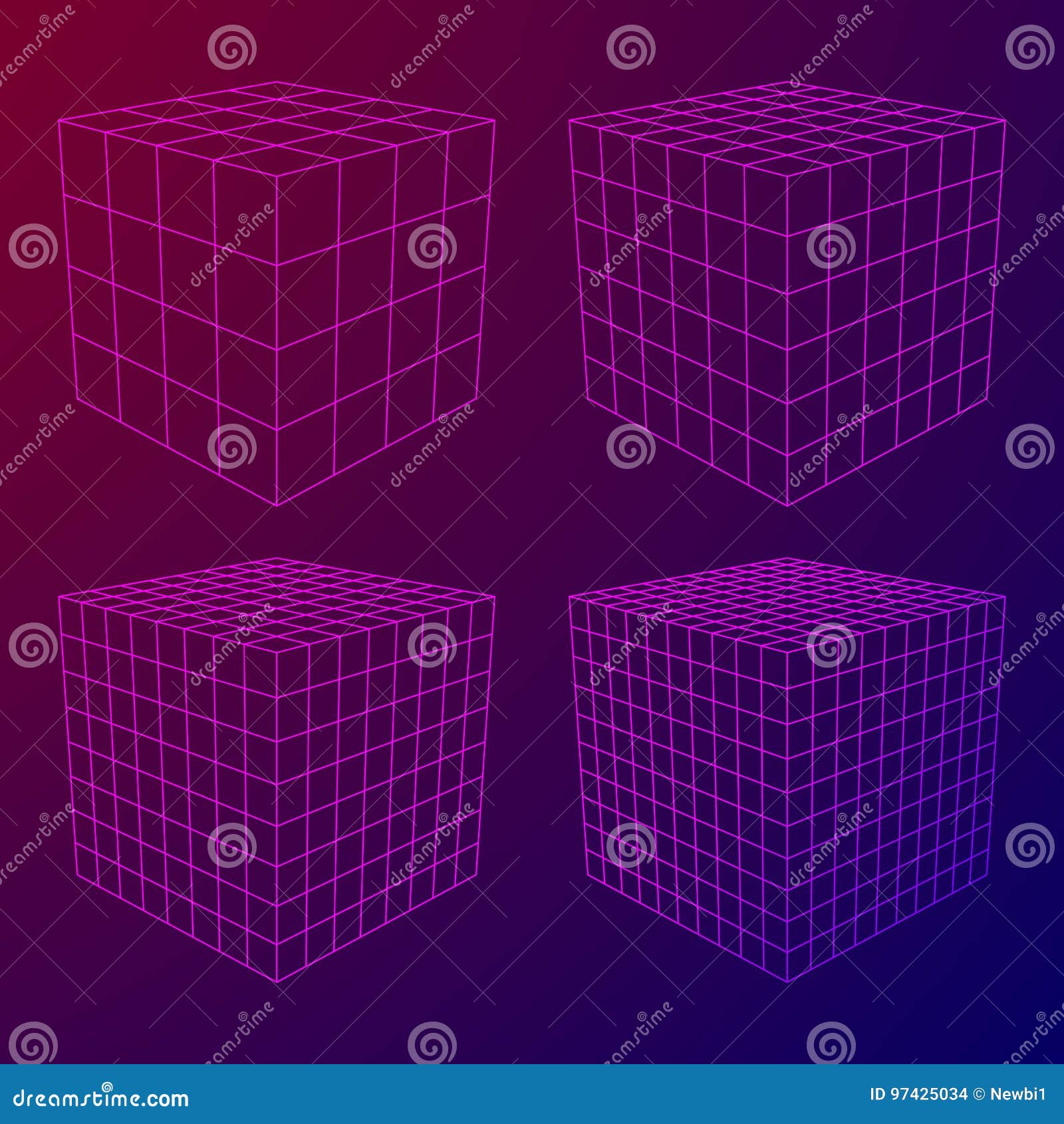 Wireframe Mesh Cube ilustración del vector. Ilustración de geométrico ...