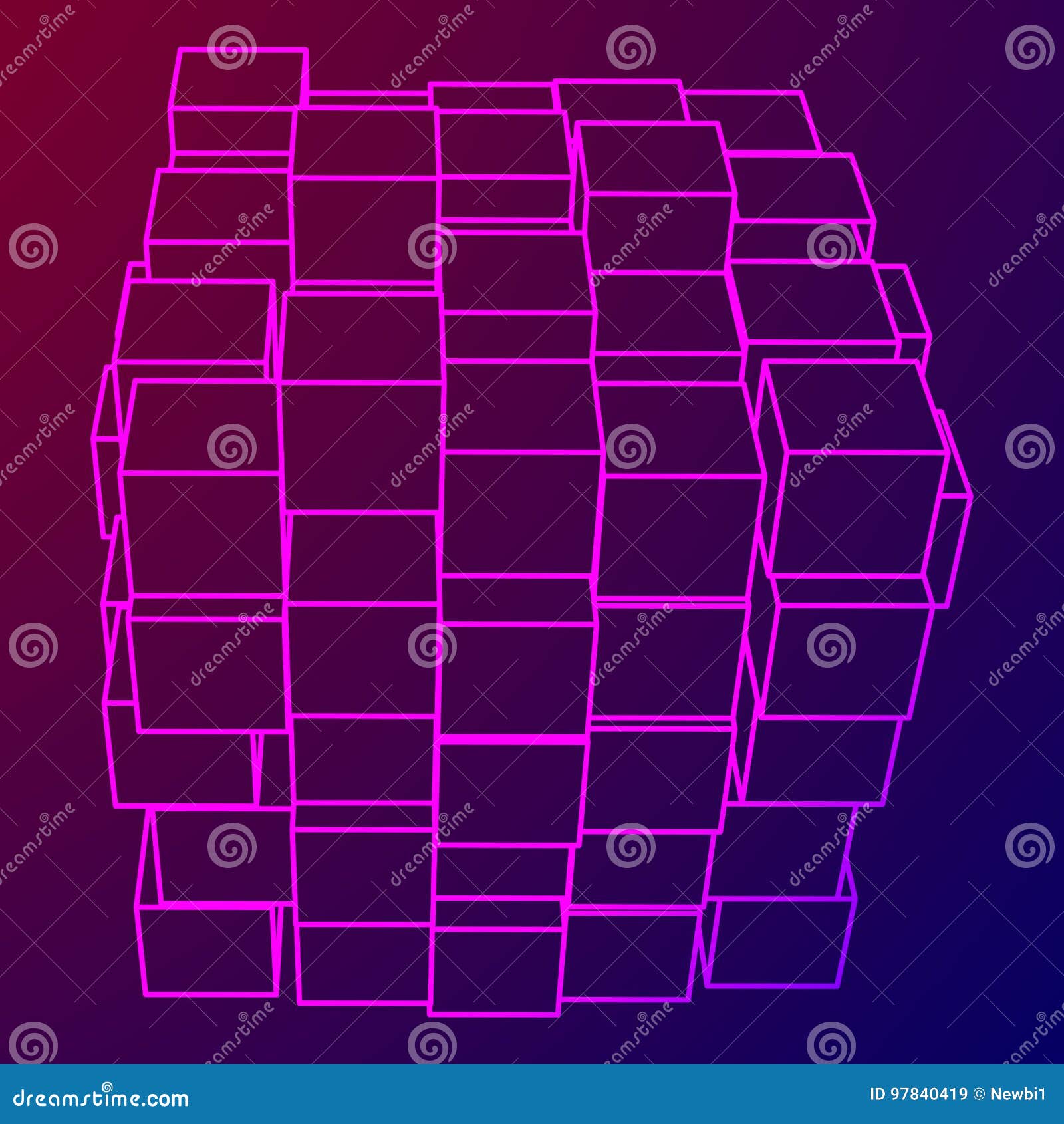 Wireframe Mesh Cube ilustración del vector. Ilustración de fractal ...