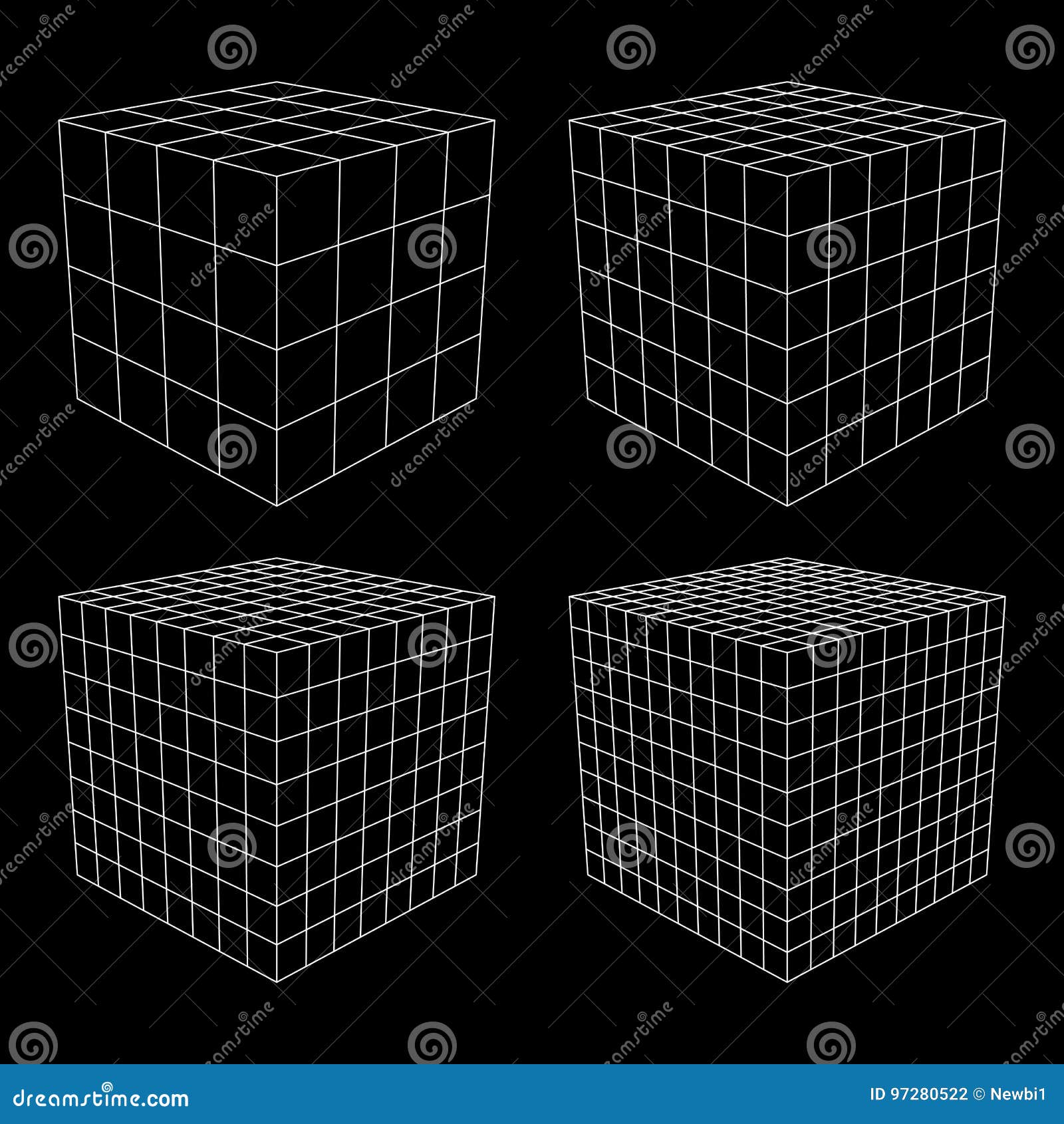 Wireframe Mesh Cube. stock vector. Illustration of element - 97280522