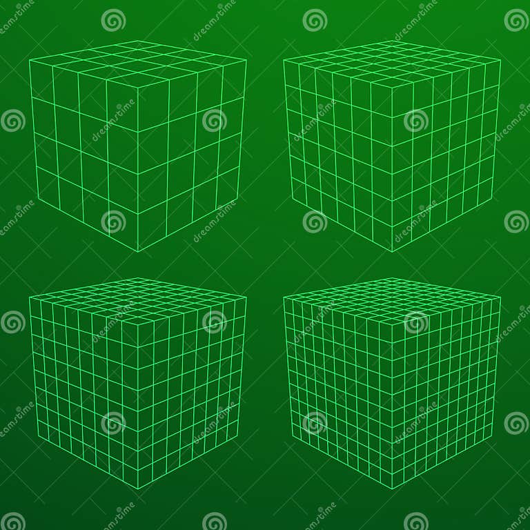 Wireframe Mesh Cube. stock vector. Illustration of complex - 97471883