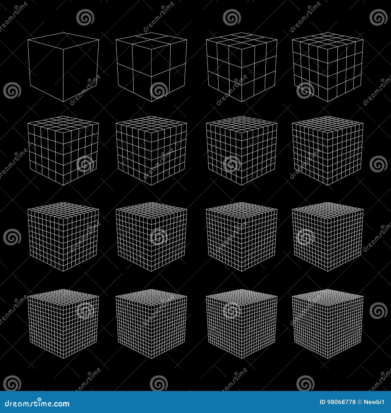 Wireframe Mesh Cube Stock Vector Illustration Of Model 98068778