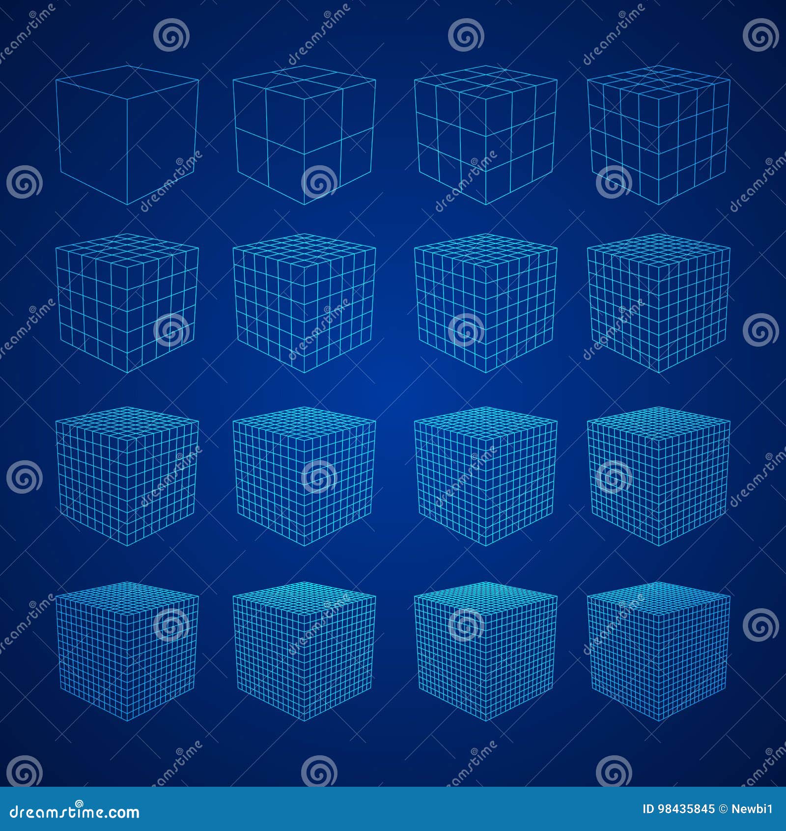 Wireframe Mesh Cube. stock vector. Illustration of border - 98435845