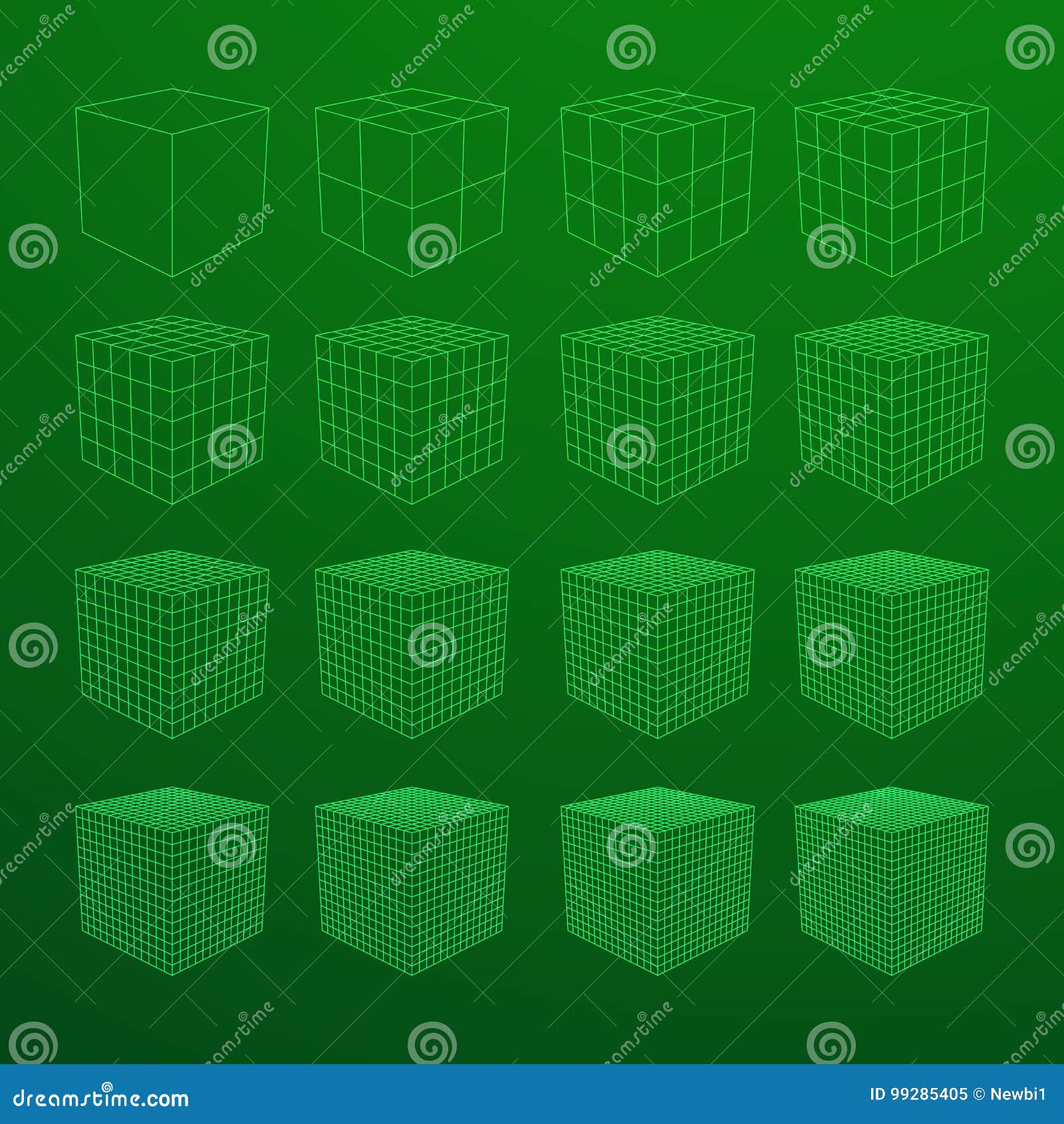 Wireframe Mesh Cube. stock vector. Illustration of line - 99285405