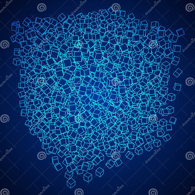 Wireframe Mesh Cube. stock vector. Illustration of particle - 100425650