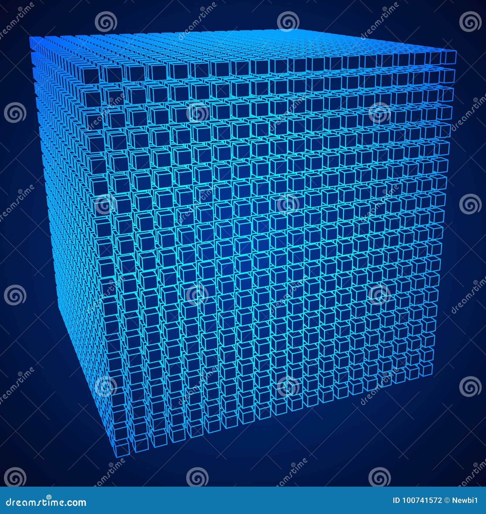 Wireframe Mesh Cube. stock vector. Illustration of graphic - 100741572