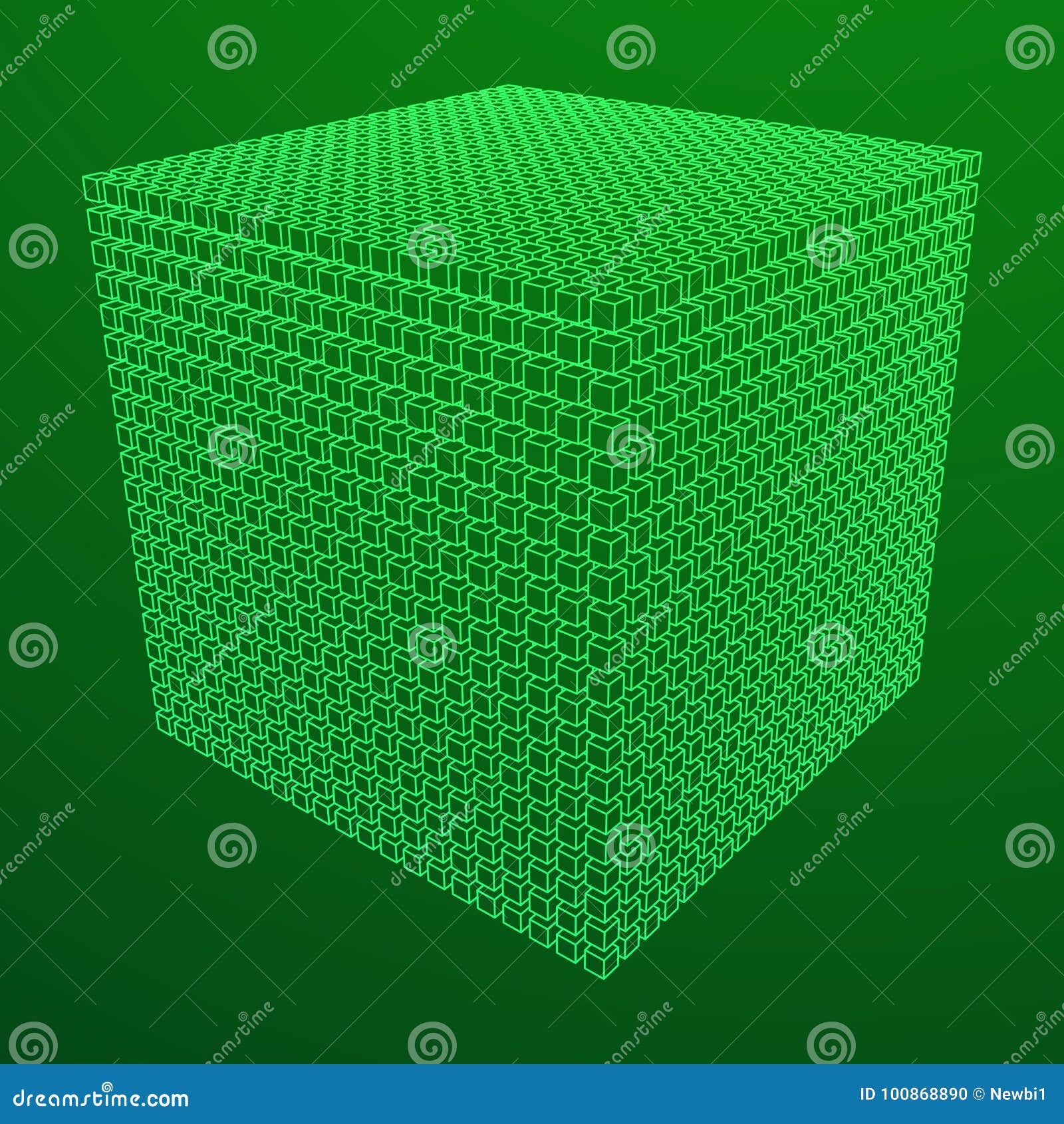 Wireframe Mesh Cube. stock vector. Illustration of graphic - 100868890
