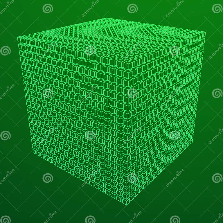 Wireframe Mesh Cube. stock vector. Illustration of graphic - 100868890