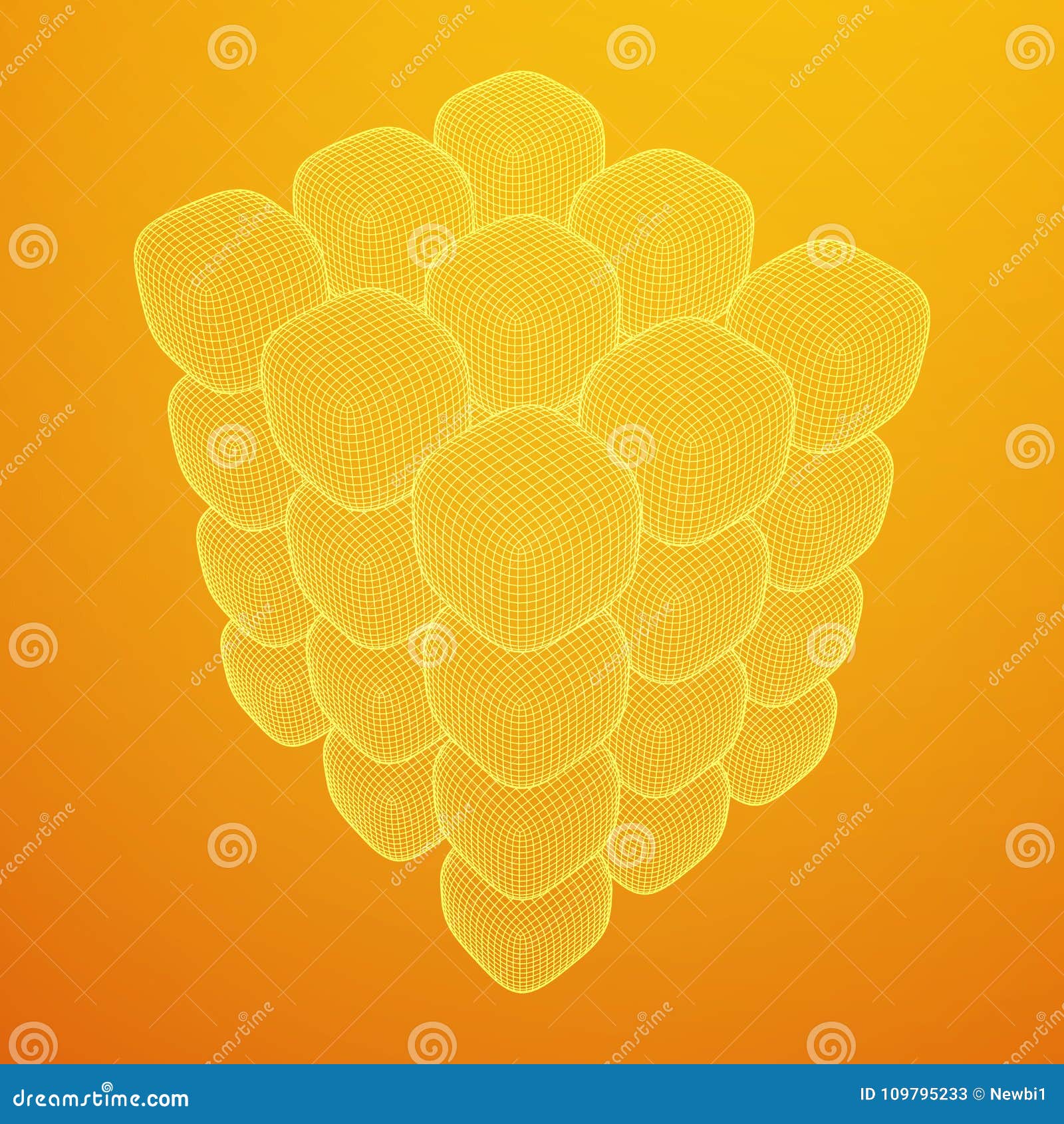 Wireframe Mesh Cube. stock vector. Illustration of element - 109795233