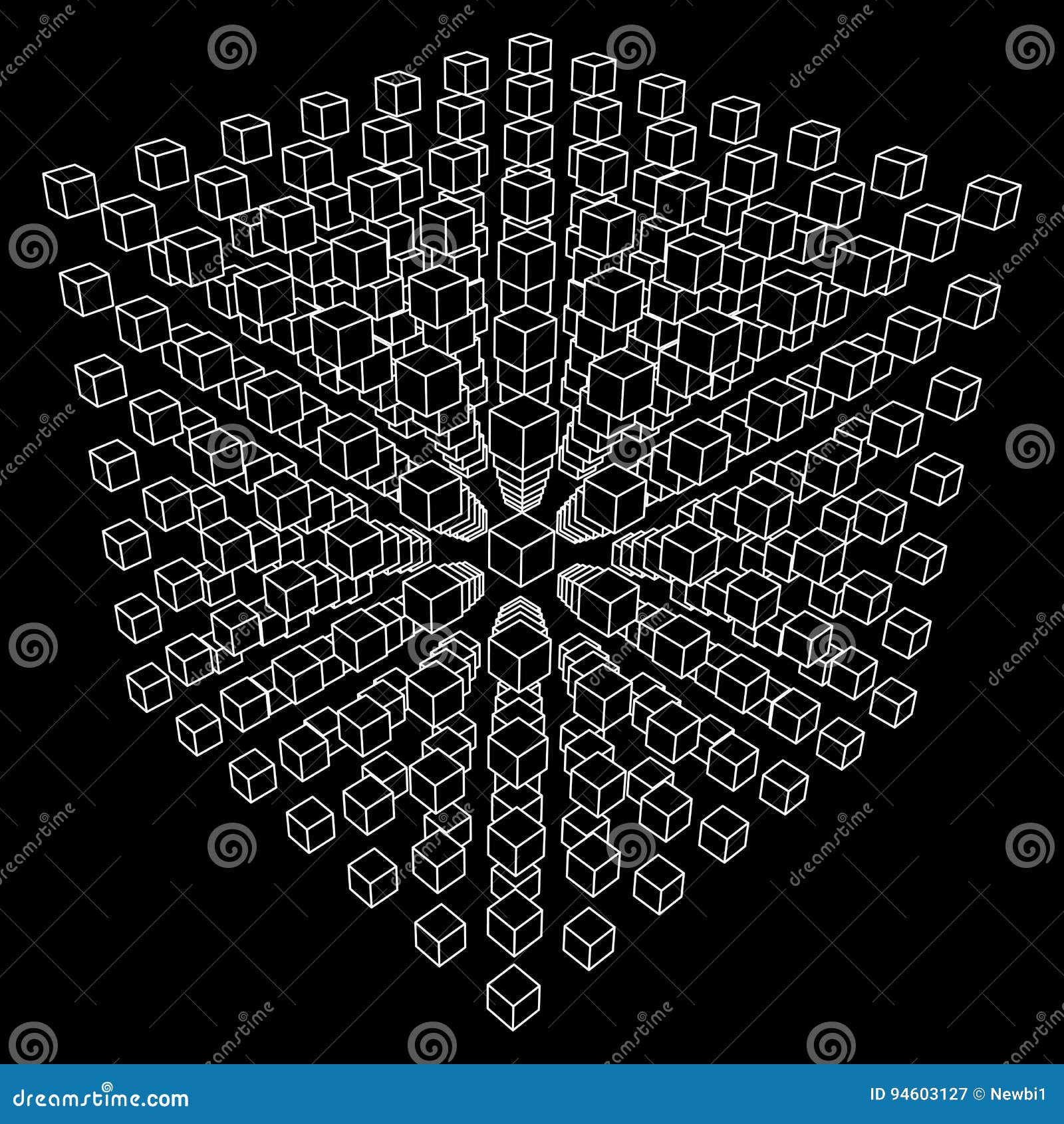 Wireframe Mesh Cube. stock vector. Illustration of data - 94603127