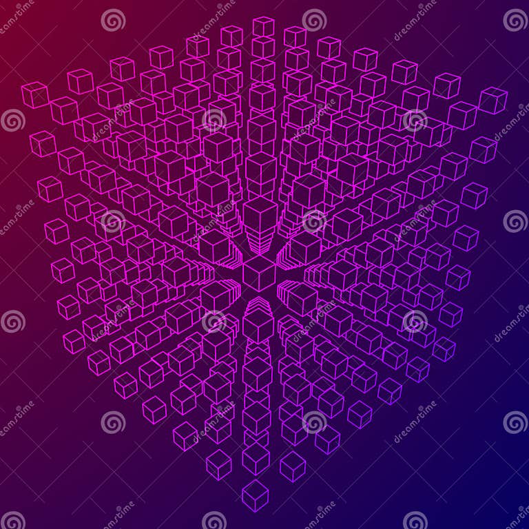 Wireframe Mesh Cube. stock vector. Illustration of geometric - 94838943