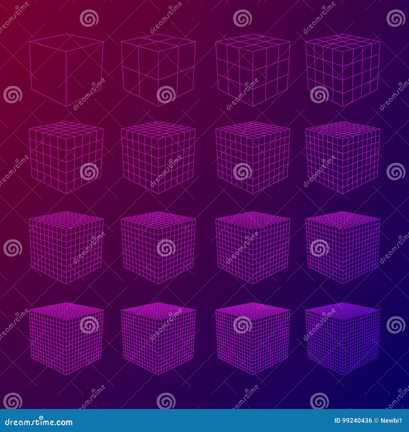 Wireframe Mesh Cube. stock vector. Illustration of line - 99240436